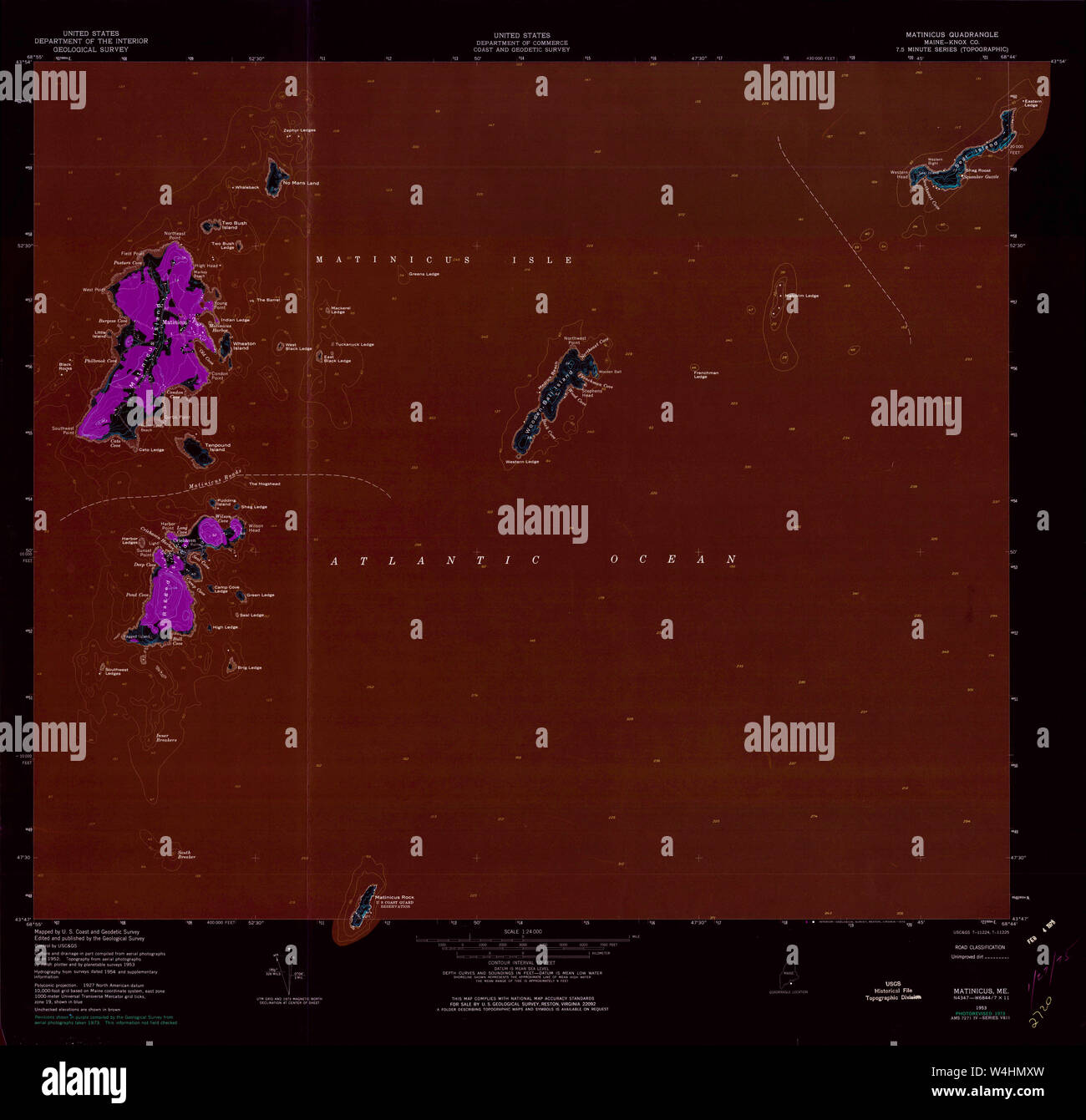 Maine USGS Historical Map Matinicus 806887 1953 24000 Inversion ...