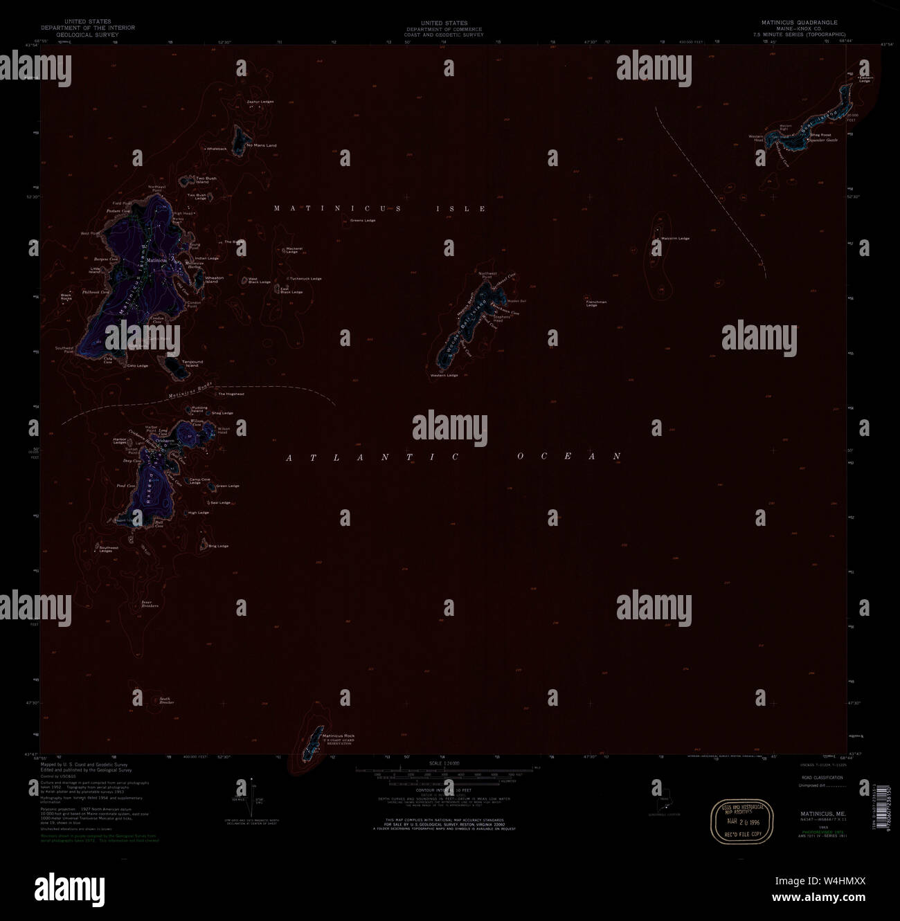 Maine USGS Historical Map Matinicus 460597 1953 24000 Inversion ...