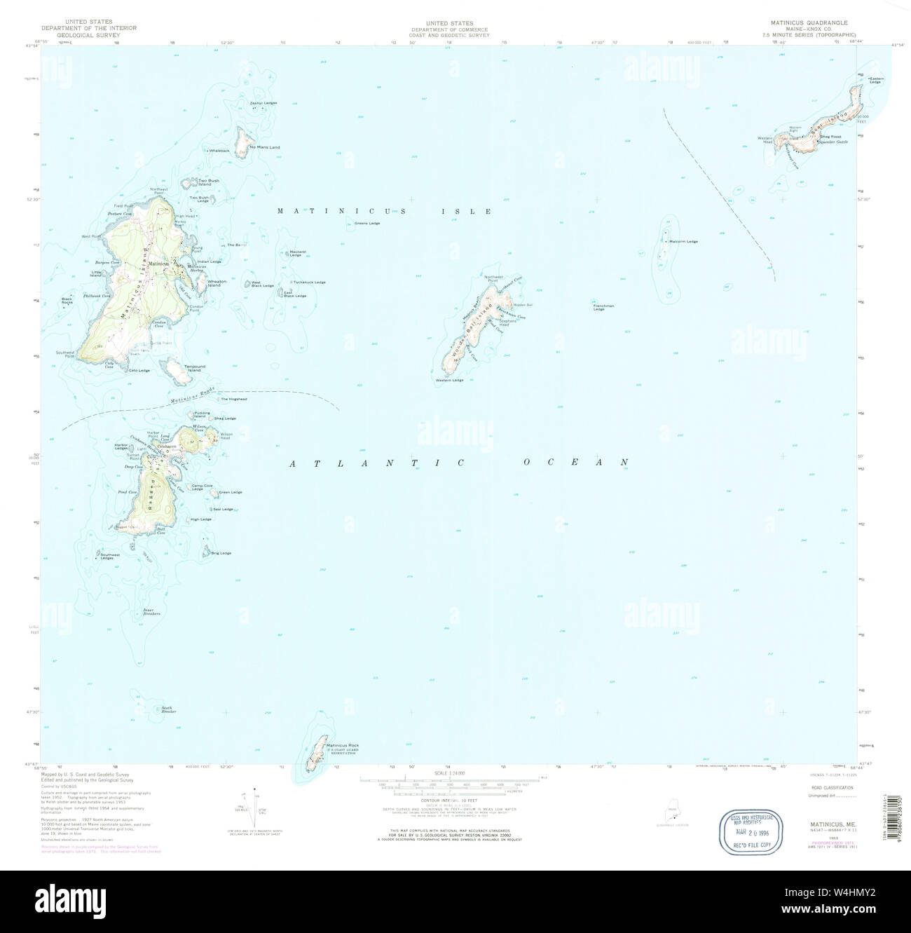 Maine USGS Historical Map Matinicus 460597 1953 24000 Restoration Stock ...
