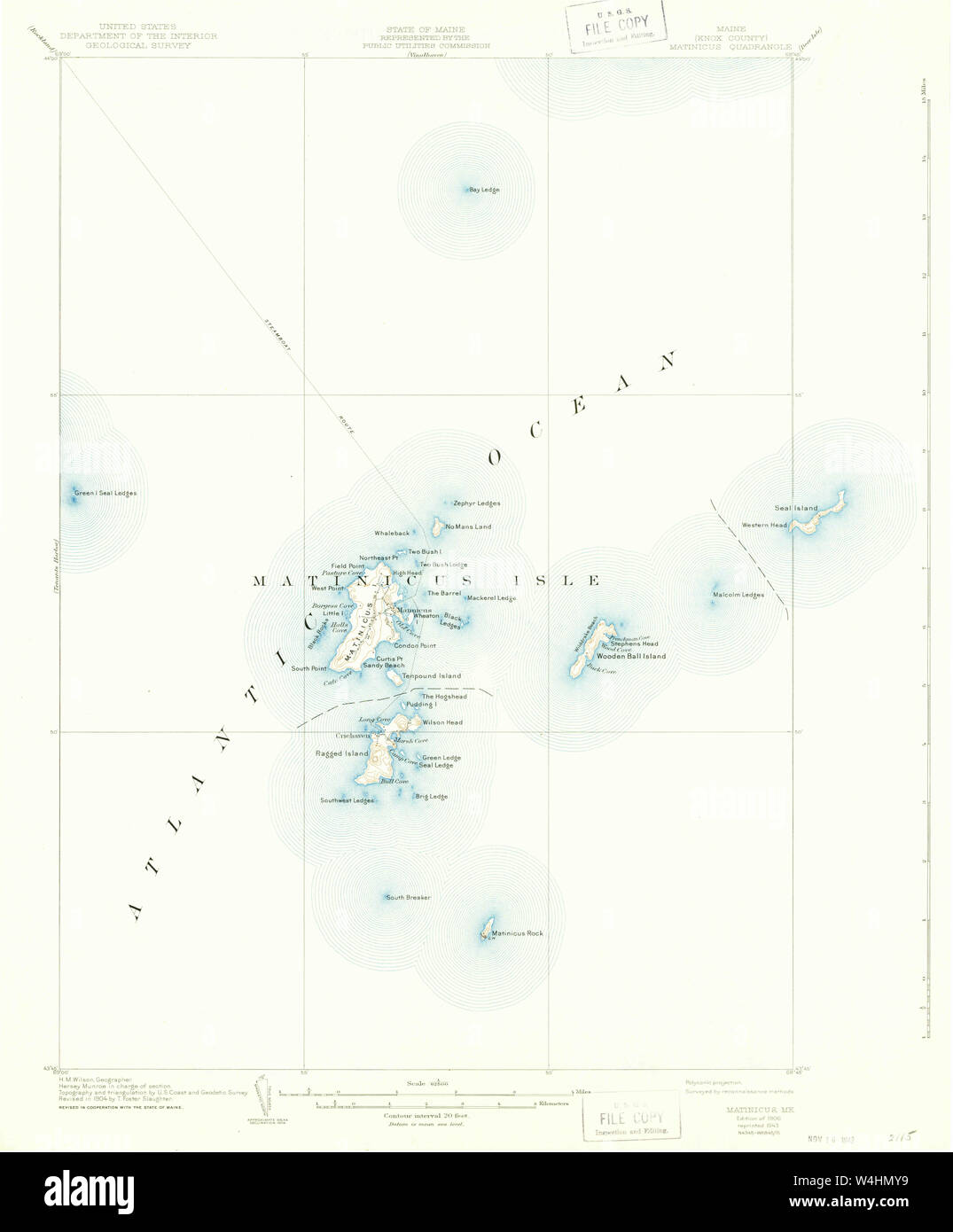 Maine USGS Historical Map Matinicus 460595 1906 62500 Restoration Stock ...