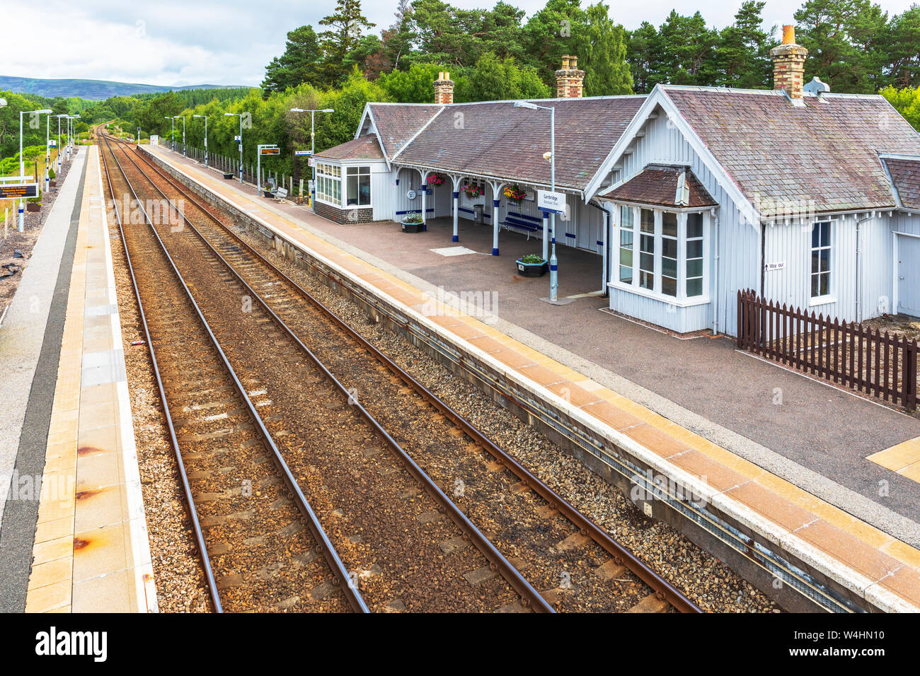Railway station at Carrbridge, Scottish Highlands, Scotland, UK Stock ...
