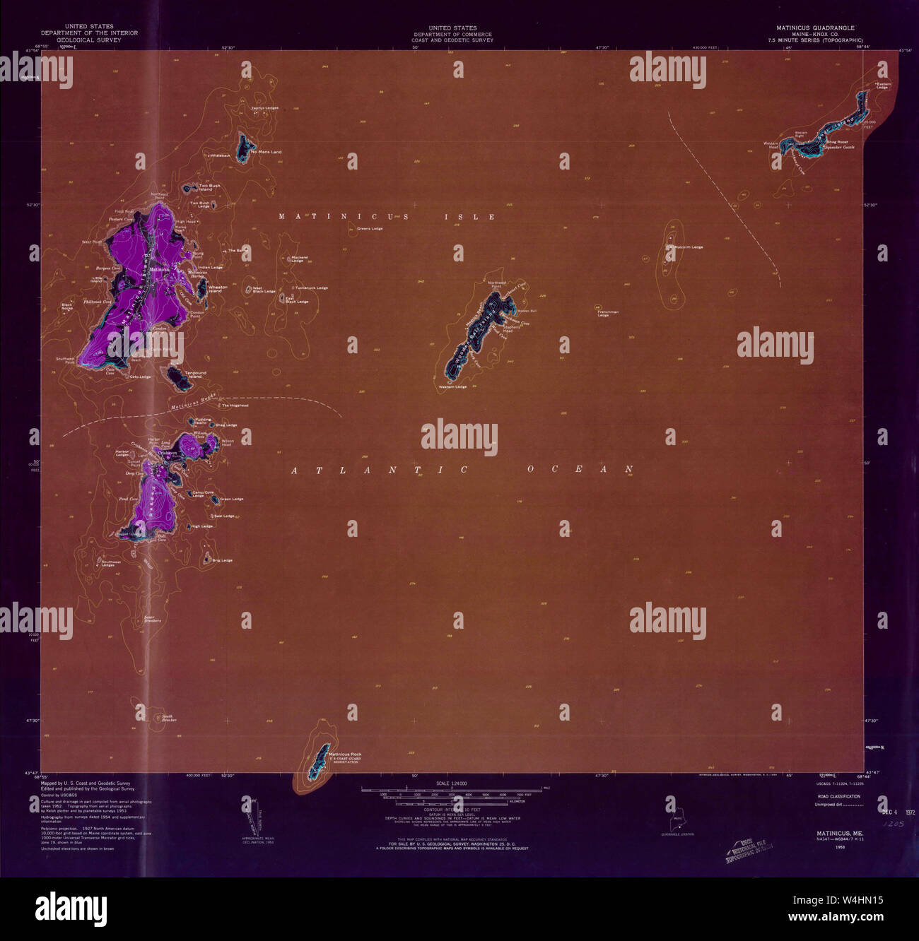 Maine USGS Historical Map Matinicus 806888 1953 24000 Inversion ...