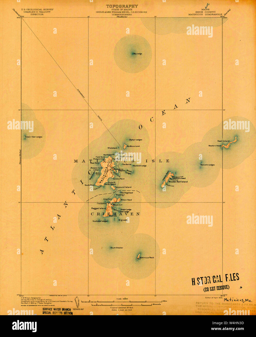 Maine USGS Historical Map Matinicus 807563 1906 62500 Restoration Stock ...