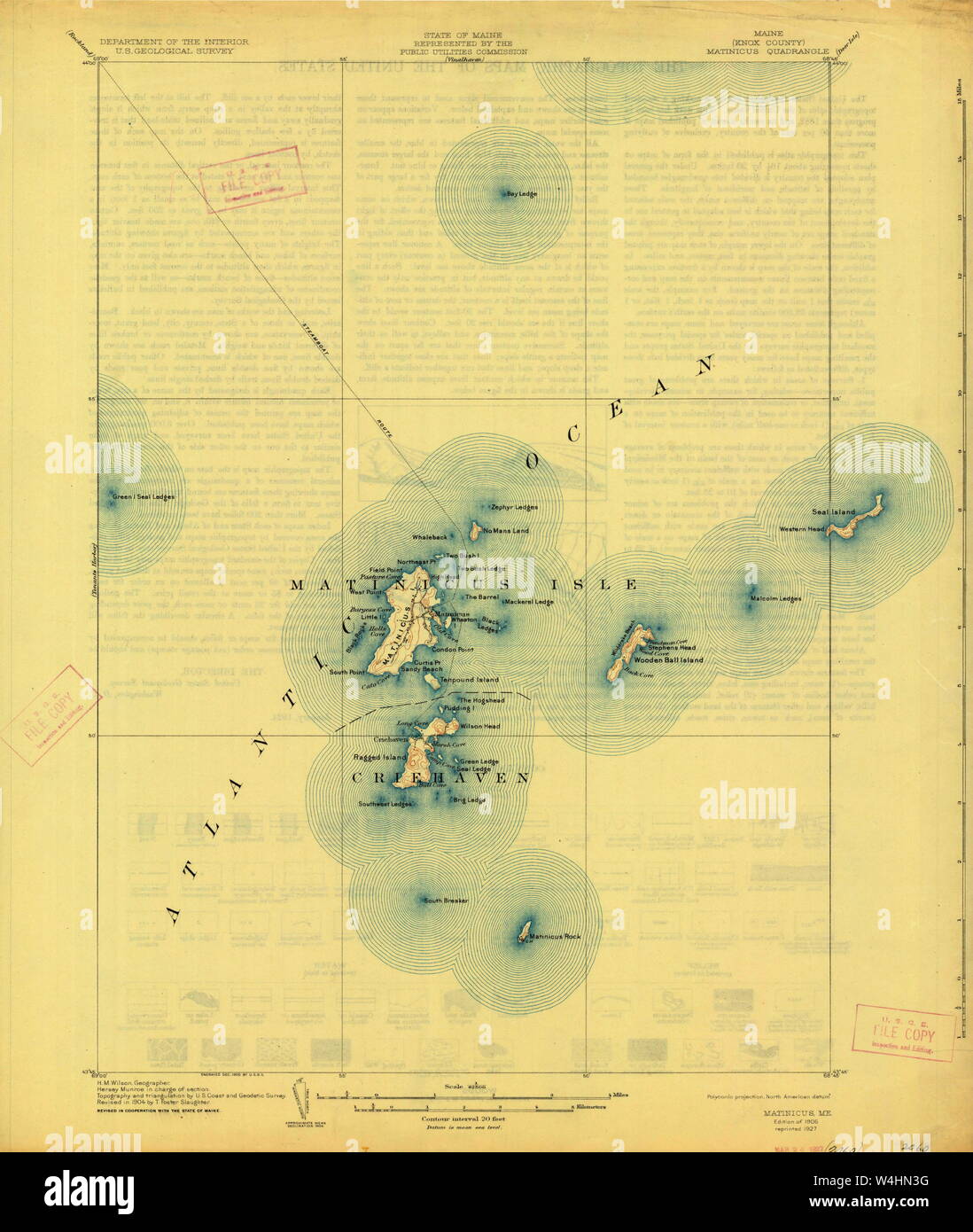 Maine USGS Historical Map Matinicus 807562 1906 62500 Restoration Stock ...