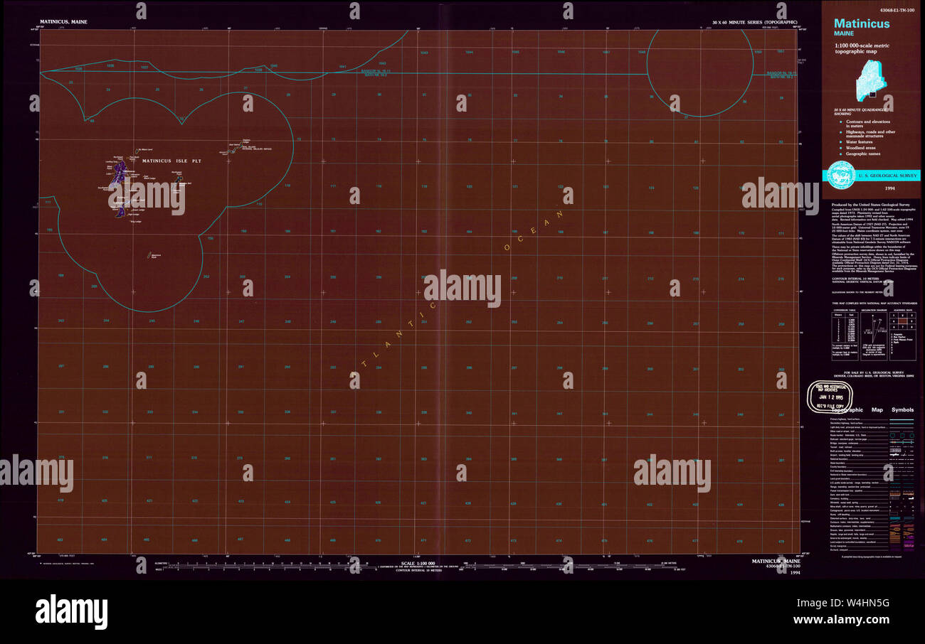 Maine USGS Historical Map Matinicus 808063 1994 100000 Inversion ...