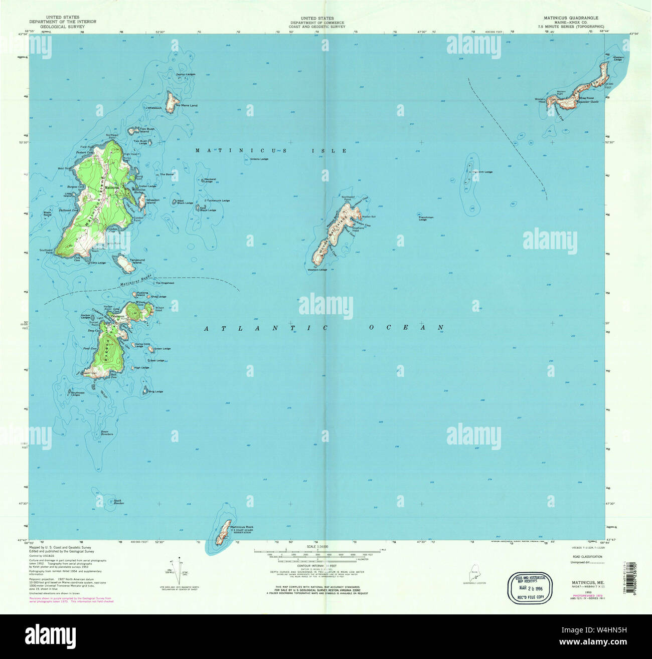 Maine USGS Historical Map Matinicus 808062 1953 24000 Restoration Stock ...