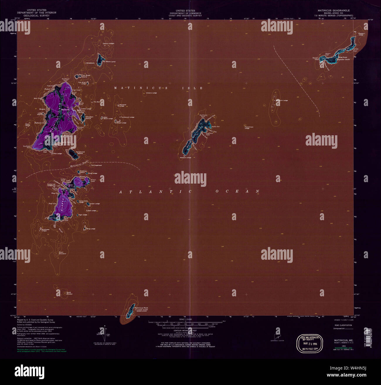 Maine USGS Historical Map Matinicus 808062 1953 24000 Inversion ...