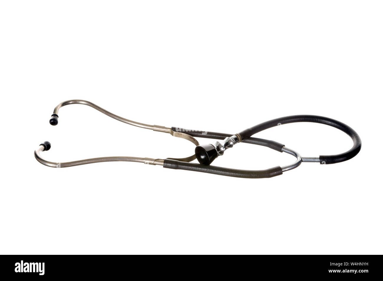 Vintage old doctor's stethoscope isolated on white Stock Photo - Alamy