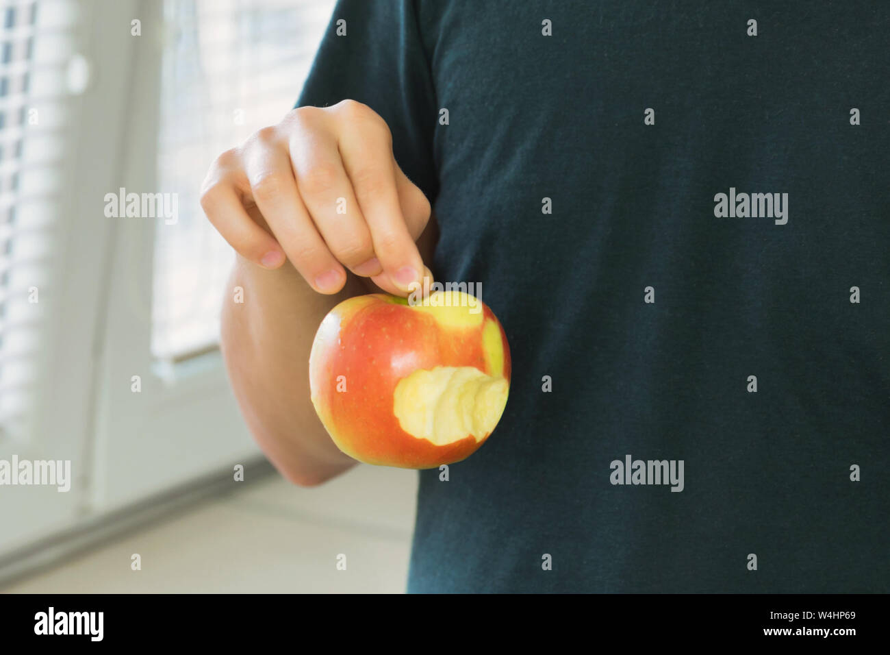 Bitten apple red in hi-res stock photography and images - Alamy