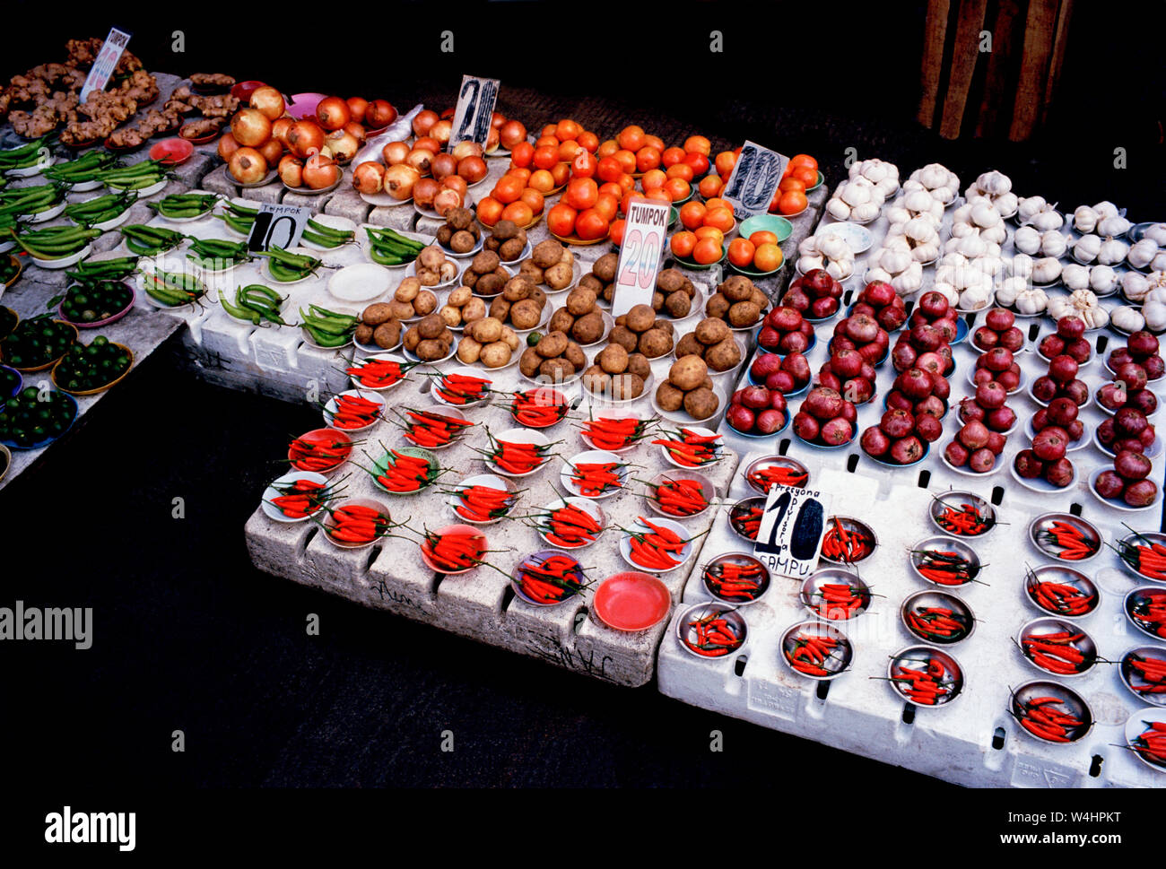 Chilli peppers in a street market in Manila in Luzon Metro Manila in ...