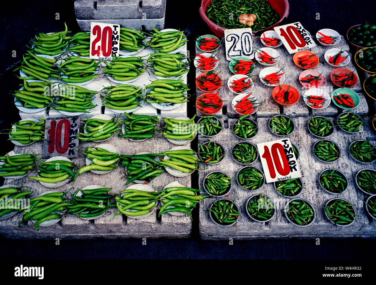 Chilli peppers in a street market in Manila in Luzon Metro Manila in ...