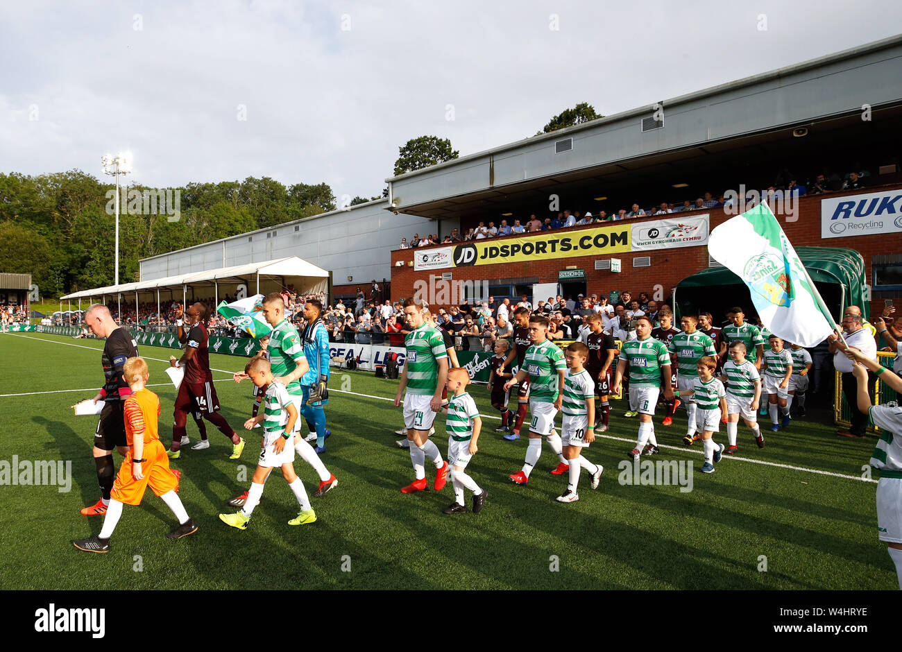 Players walk out for the UEFA Champions League second qualifying round ...