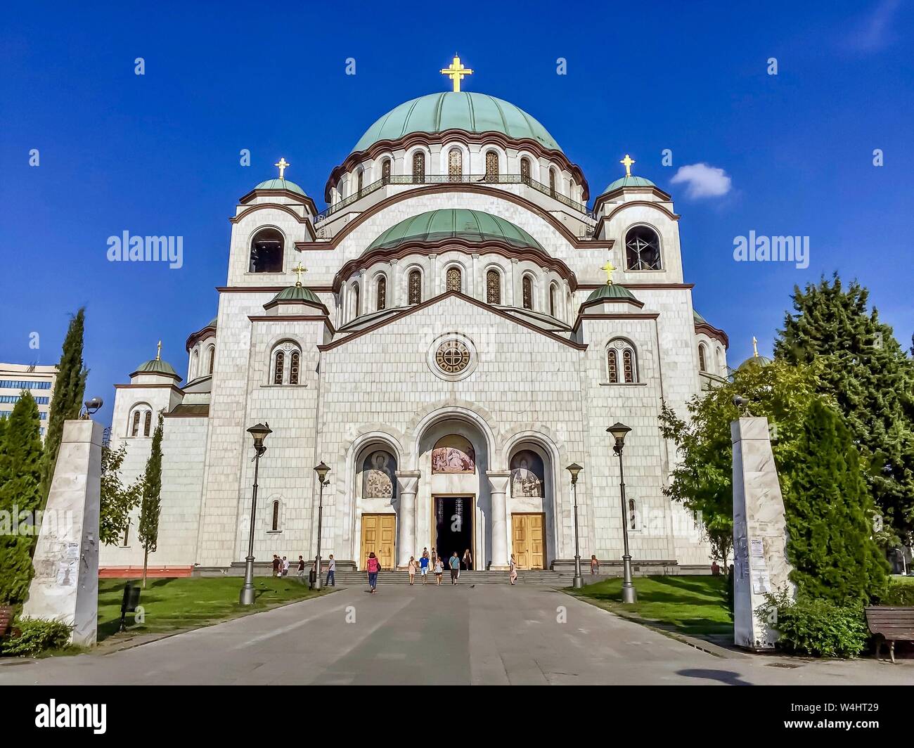 Front view of the Church of Saint Sava (Hram Svetog Save in Serbian ...