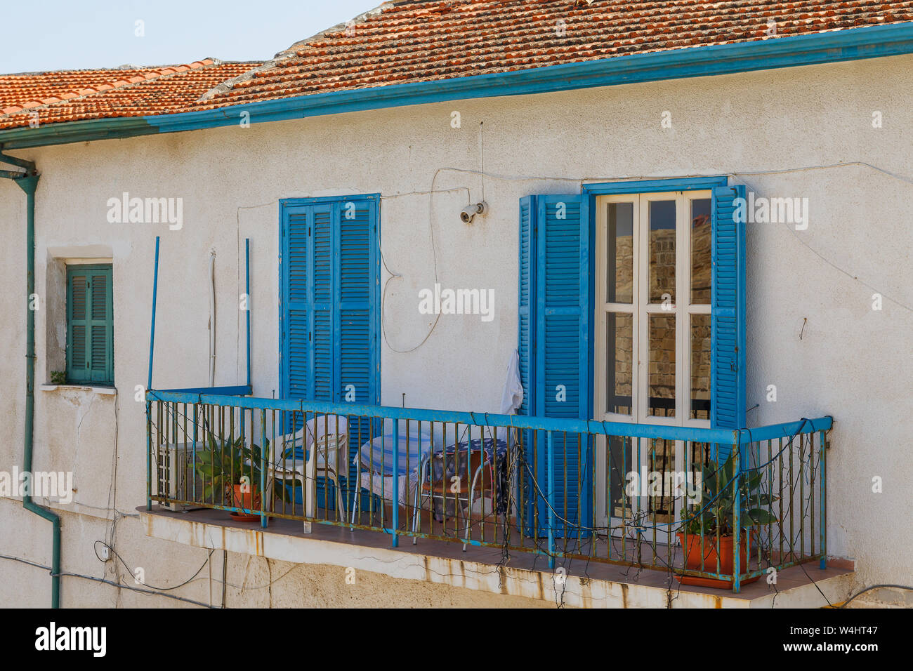 Traditional greek old house balcony Stock Photo - Alamy