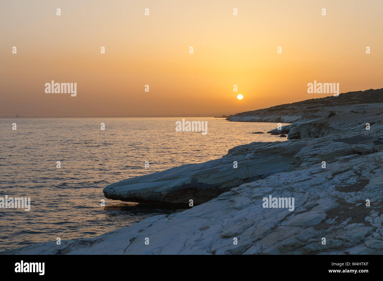 View of the iconic seascape with white rocks. Cyprus, sunset Stock ...