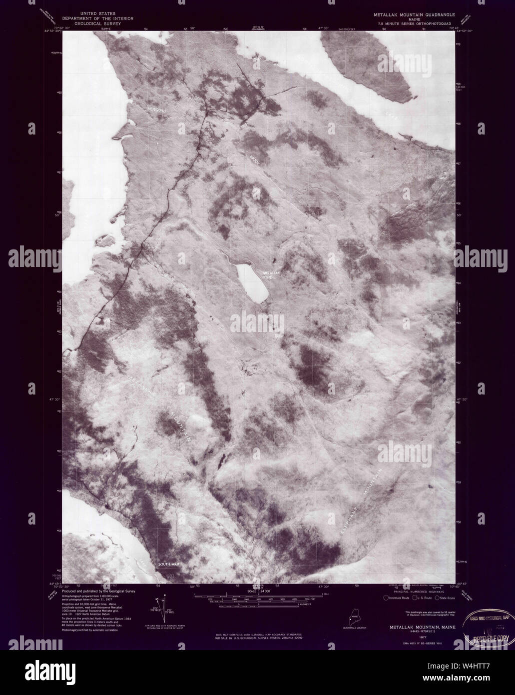 Maine USGS Historical Map Metallak Mountain 806902 1977 24000 Inversion ...