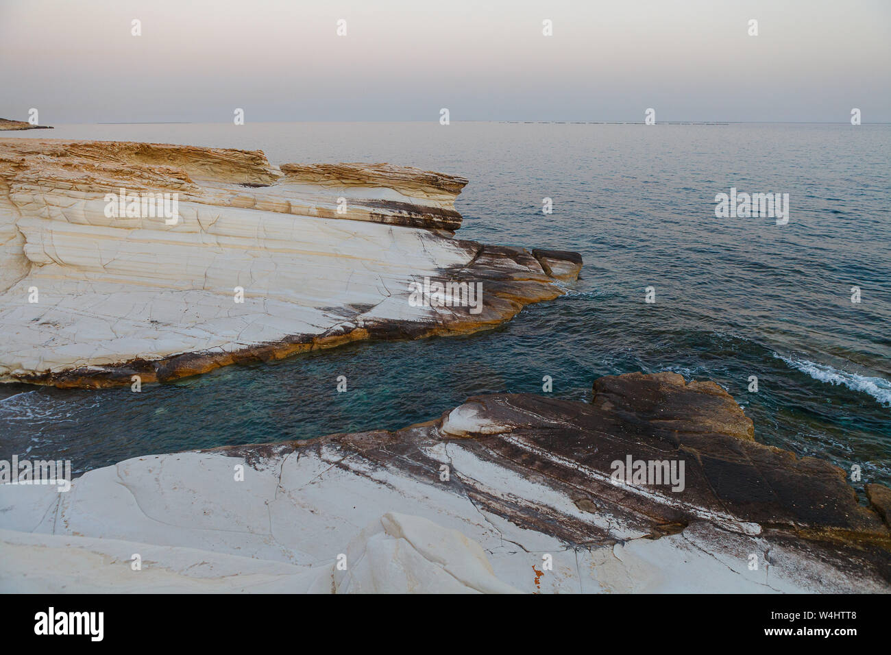 View of the iconic seascape with white rocks. Cyprus, sunset Stock ...