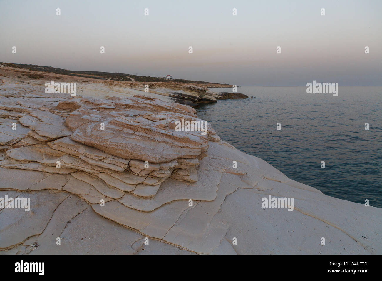 View of the iconic seascape with white rocks. Cyprus, sunset Stock ...