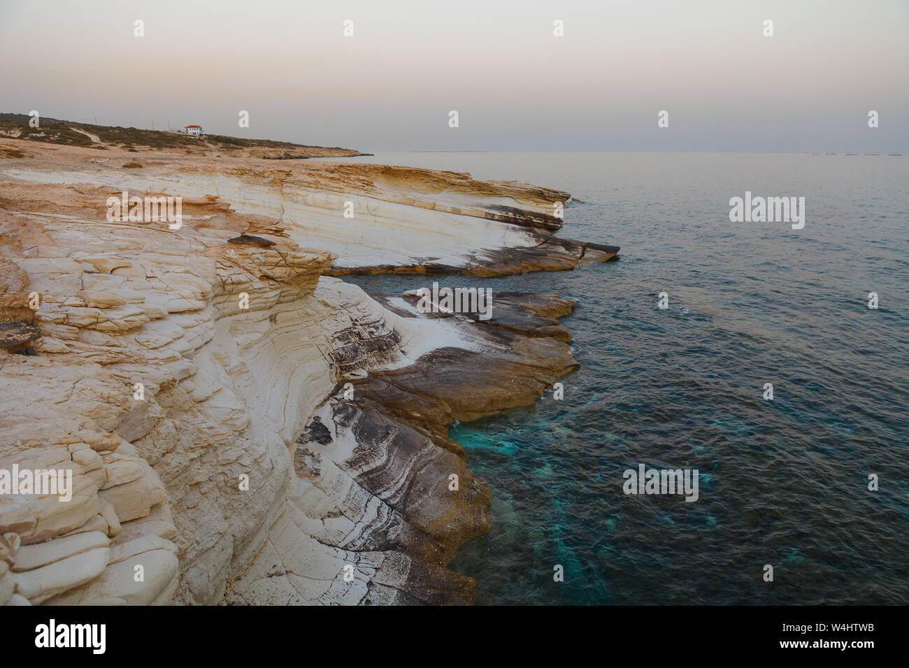 View of the iconic seascape with white rocks. Cyprus, sunset Stock ...