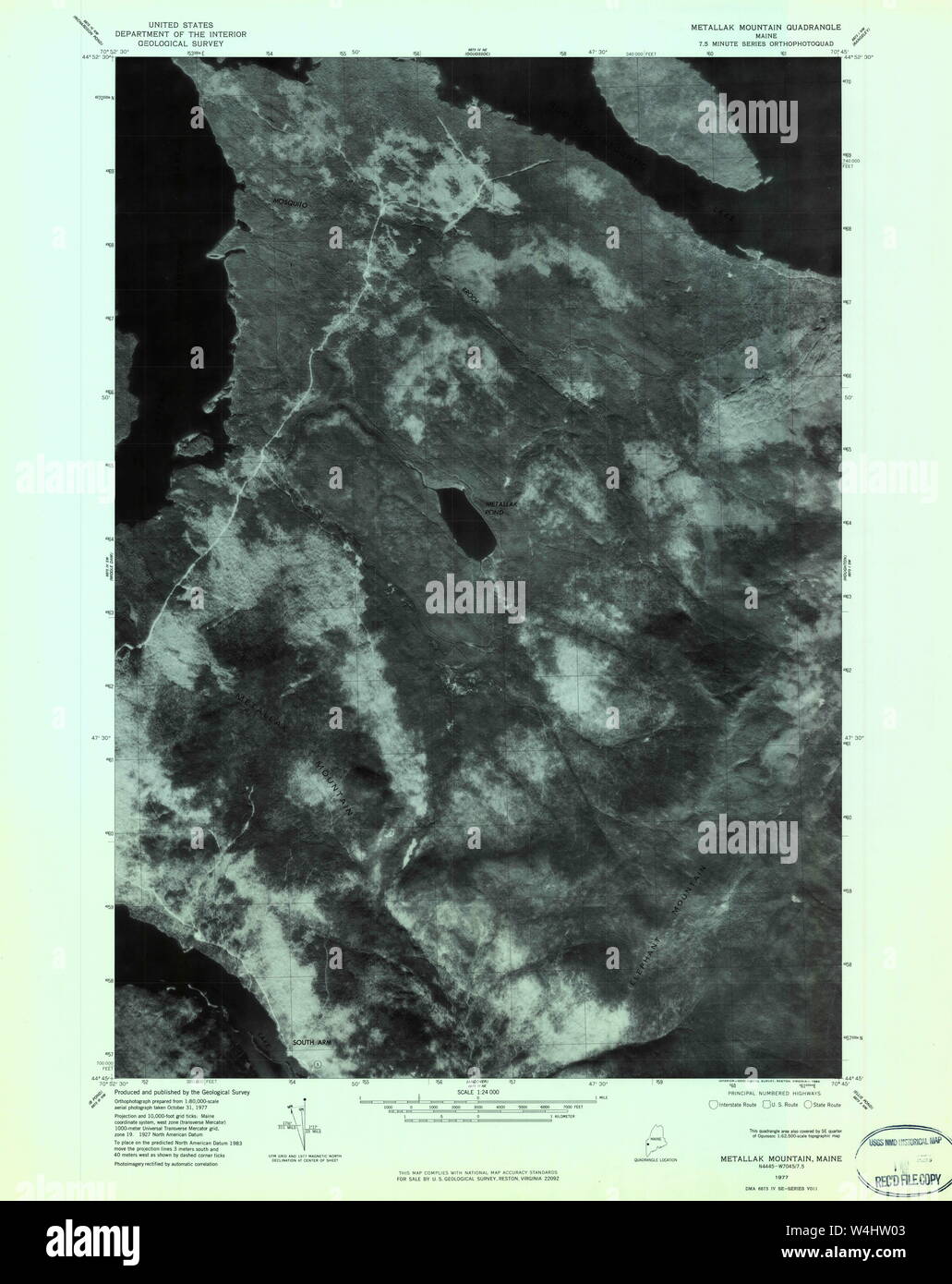 Maine USGS Historical Map Metallak Mountain 806902 1977 24000 ...