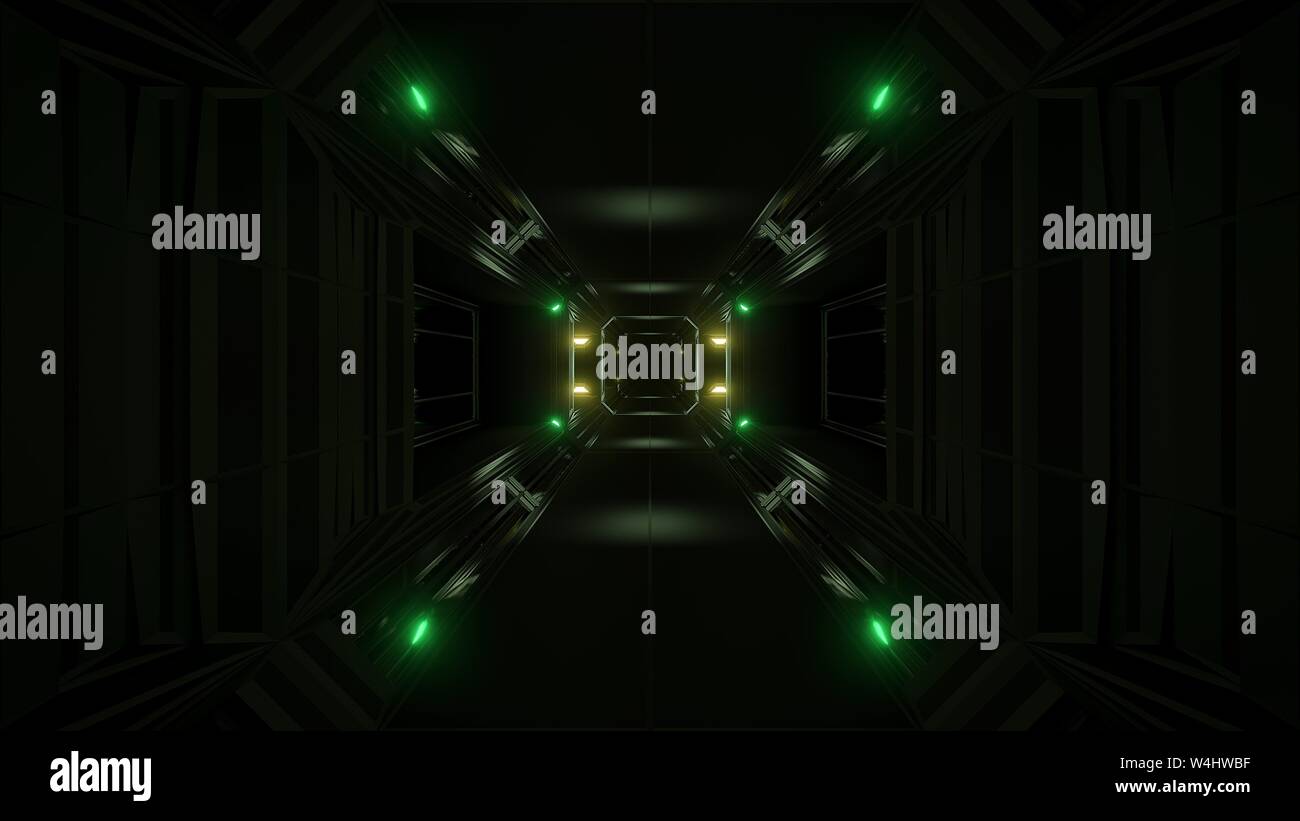 futuristic science-fiction tunnel corridor 3d illustration background ...