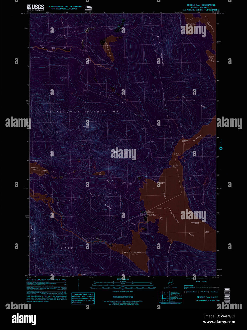 Maine USGS Historical Map Middle Dam 102747 1997 24000 Inversion ...