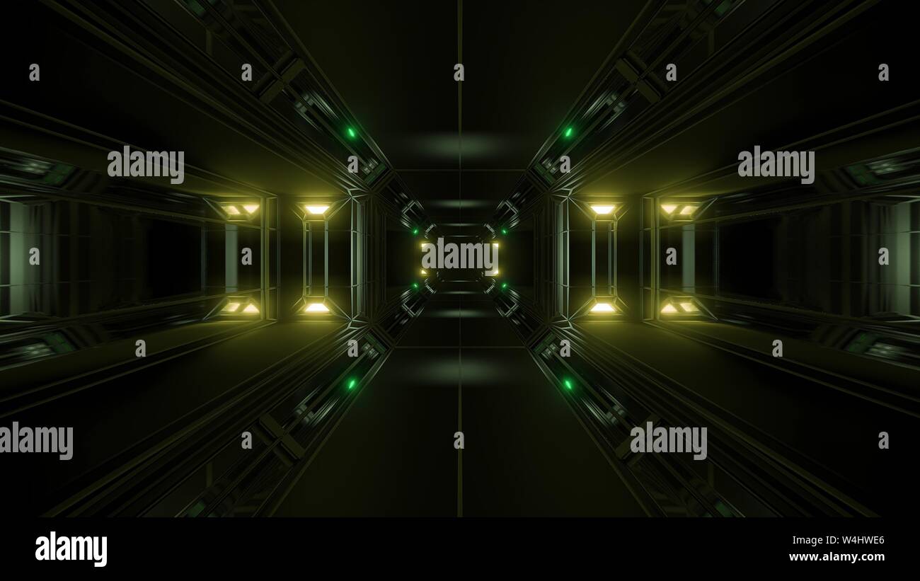 futuristic science-fiction tunnel corridor 3d illustration background ...