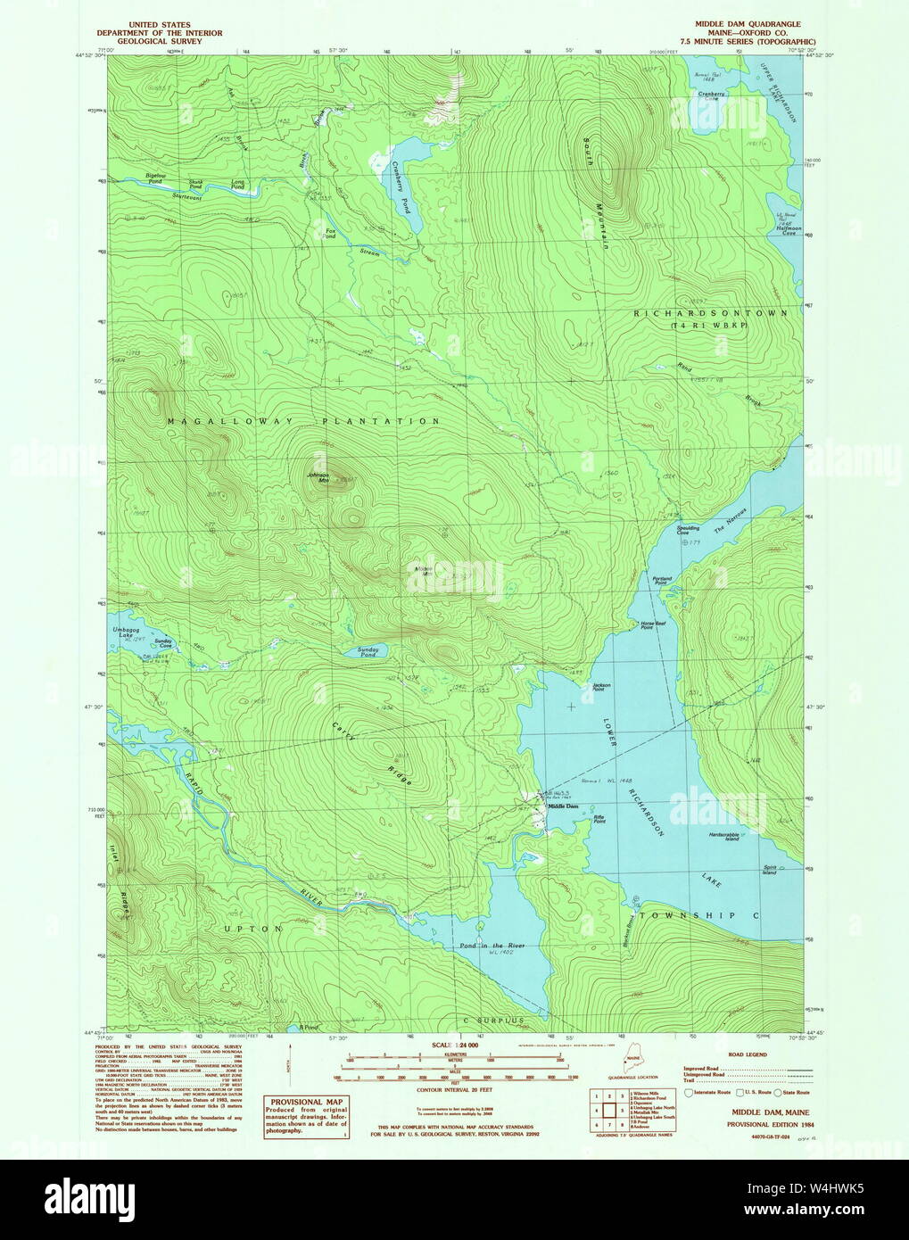 Maine USGS Historical Map Middle Dam 808085 1984 24000 Restoration ...