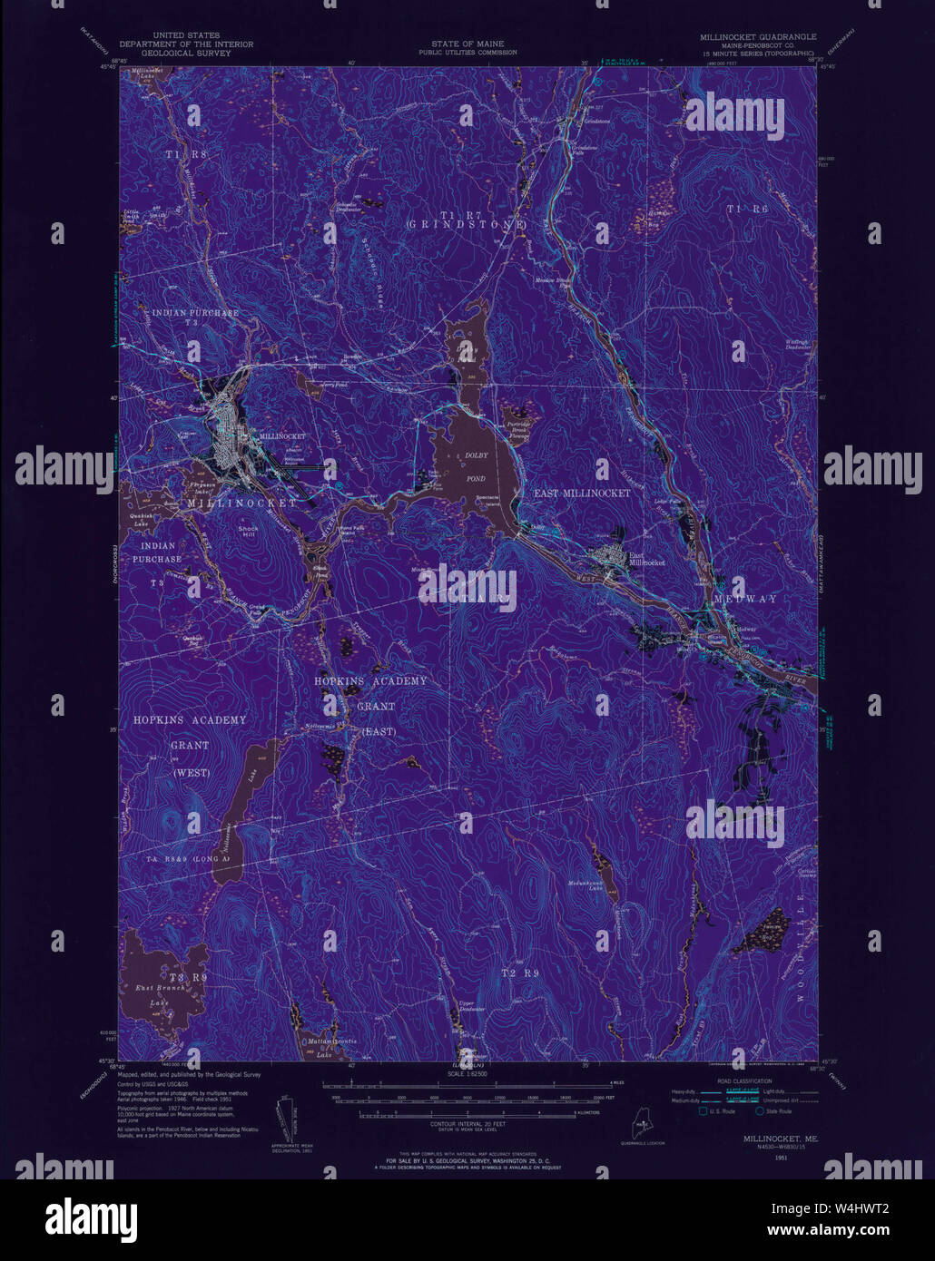 Maine USGS Historical Map Millinocket 306661 1951 62500 Inversion ...