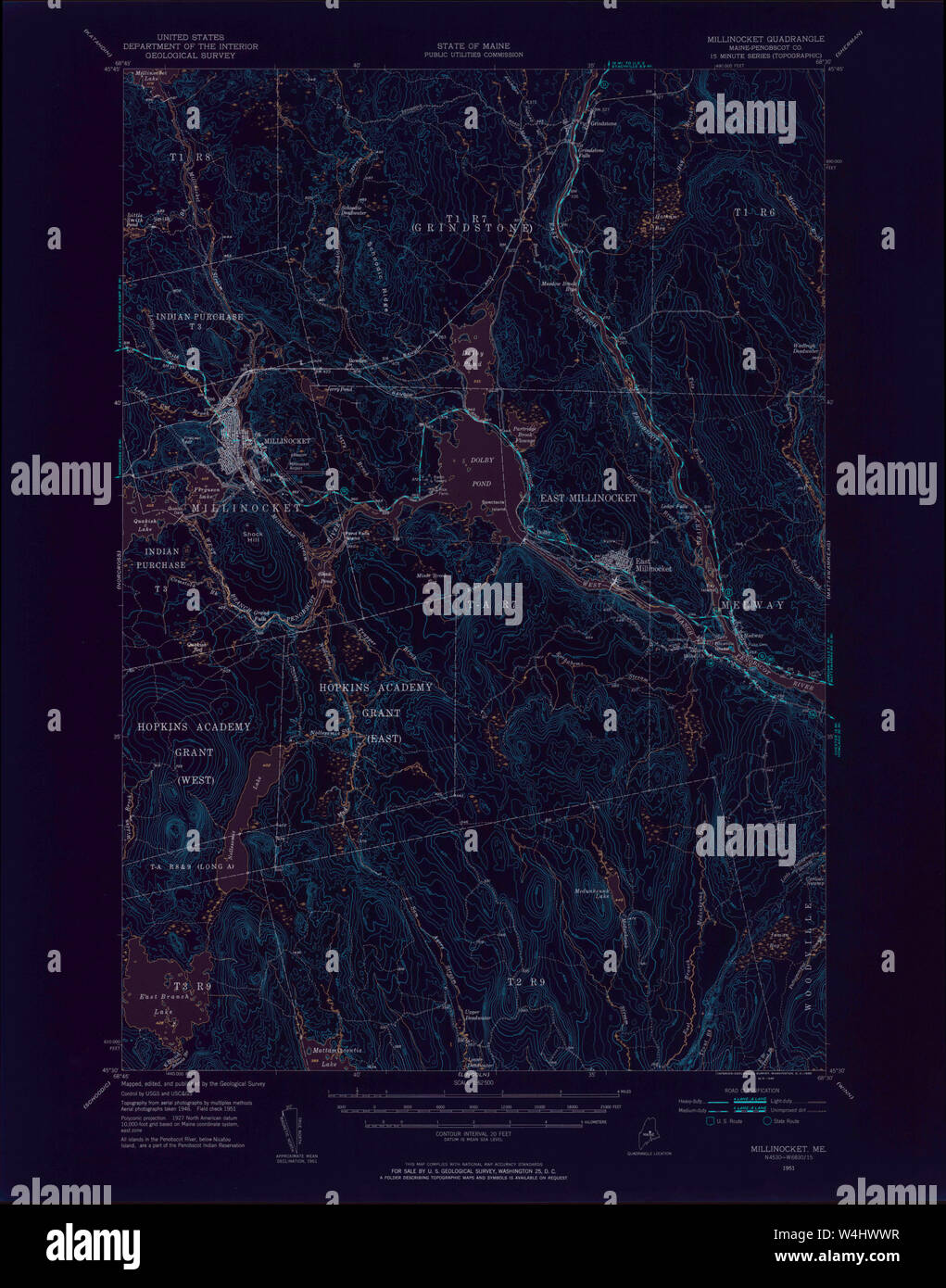 Maine USGS Historical Map Millinocket 306664 1951 62500 Inversion ...