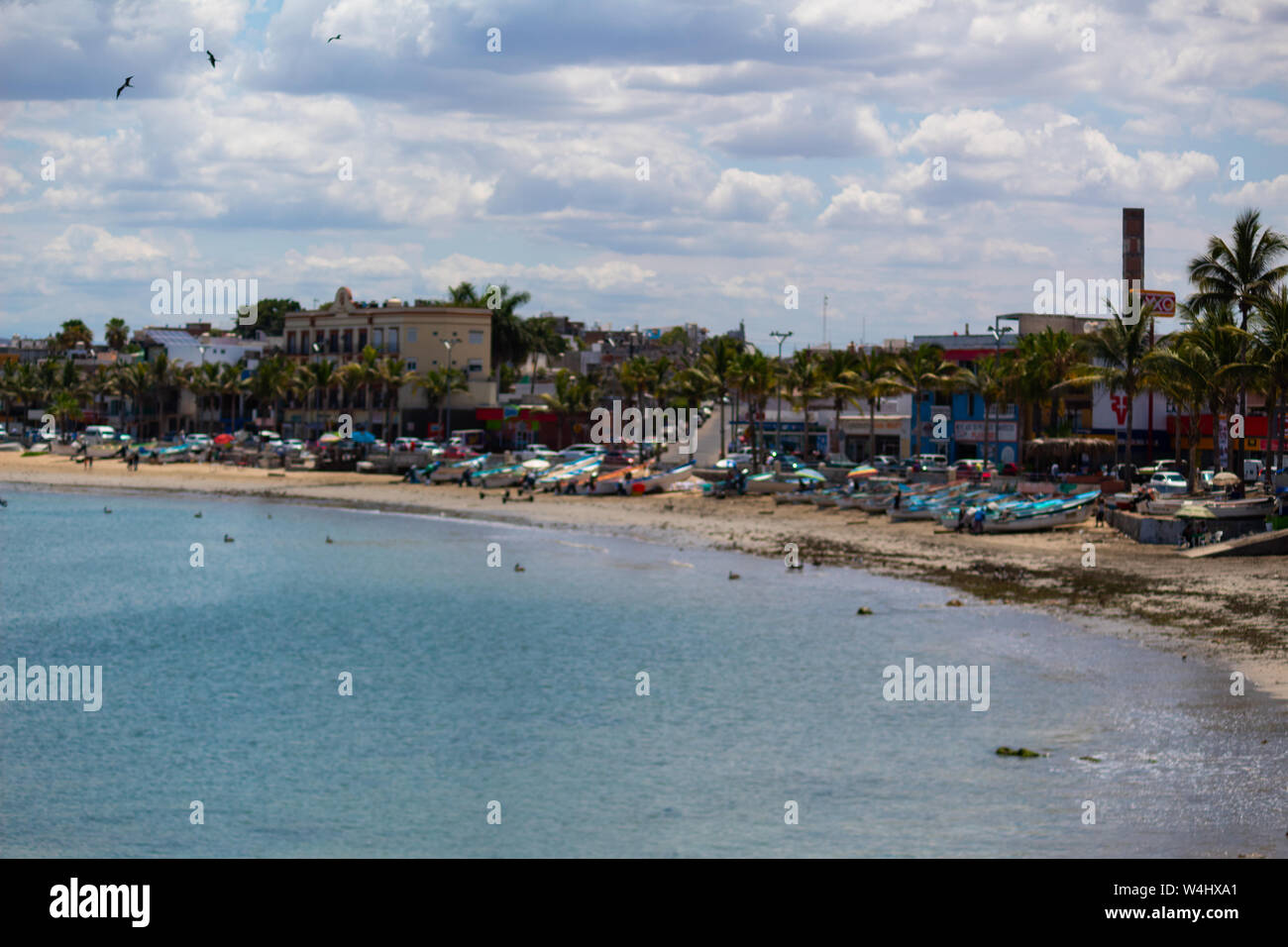 Mazatlan, Sinaloa, Mexico - July 15 2019: Small harbor on the beach ...