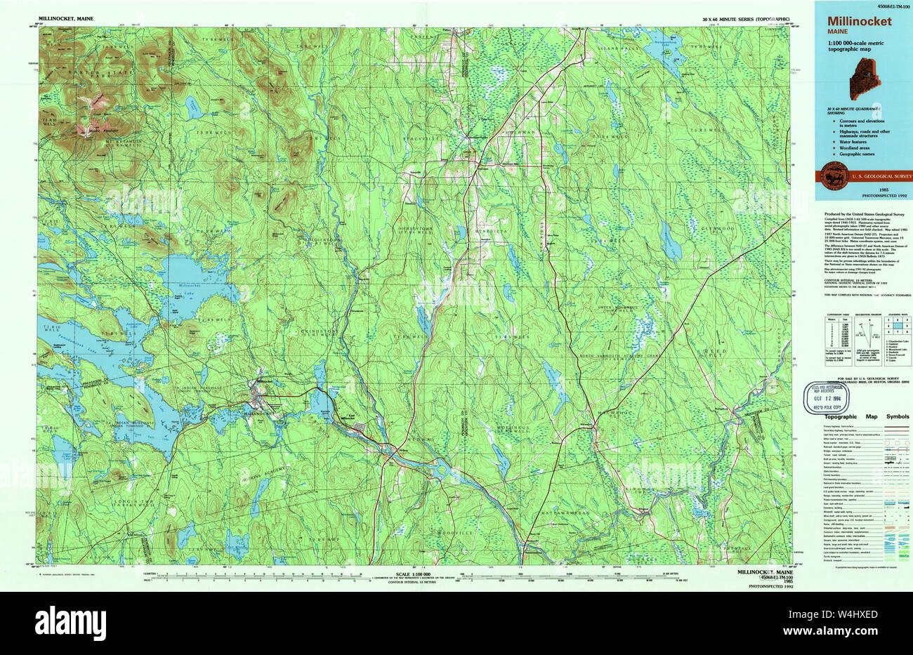Maine USGS Historical Map Millinocket 808086 1985 100000 Restoration ...