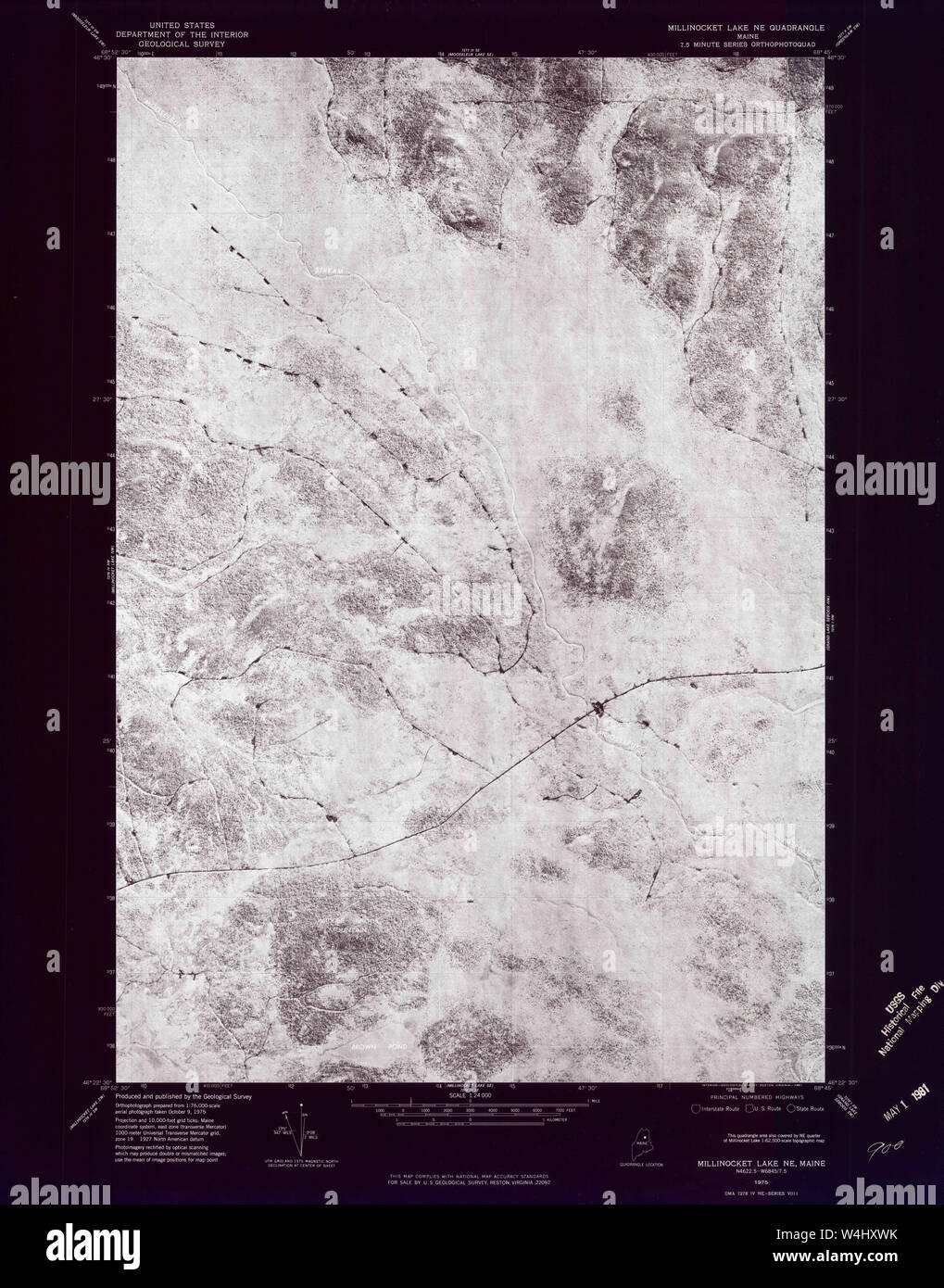 Maine USGS Historical Map Millinocket Lake NE 806910 1975 24000 ...