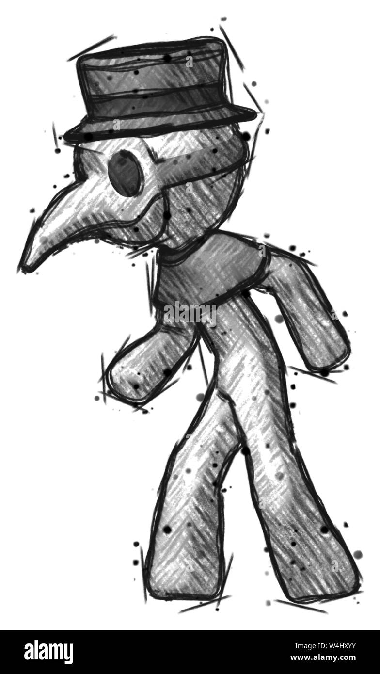 Sketch plague doctor man suspense action pose facing left Stock Photo ...