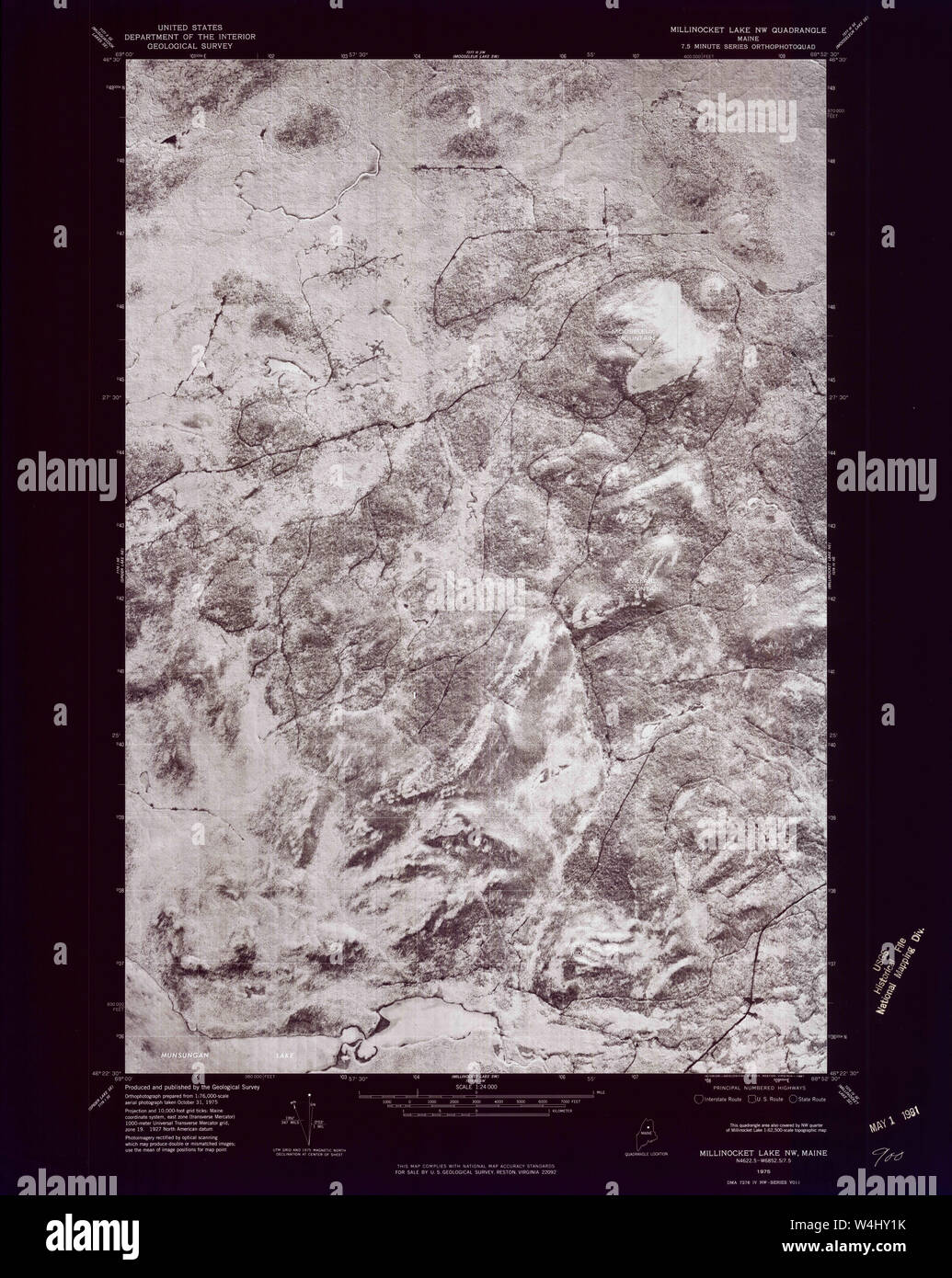 Maine USGS Historical Map Millinocket Lake NW 806911 1975 24000 ...