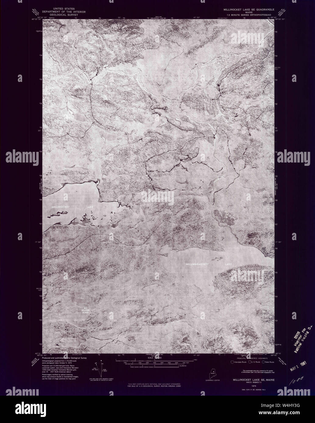 Maine USGS Historical Map Millinocket Lake SE 806912 1975 24000 ...
