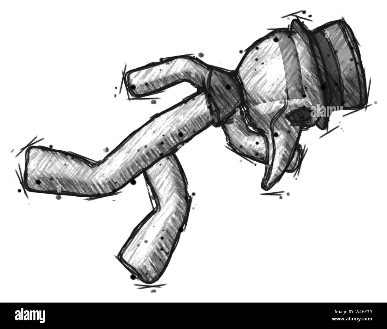 Sketch plague doctor man running while falling down Stock Photo - Alamy