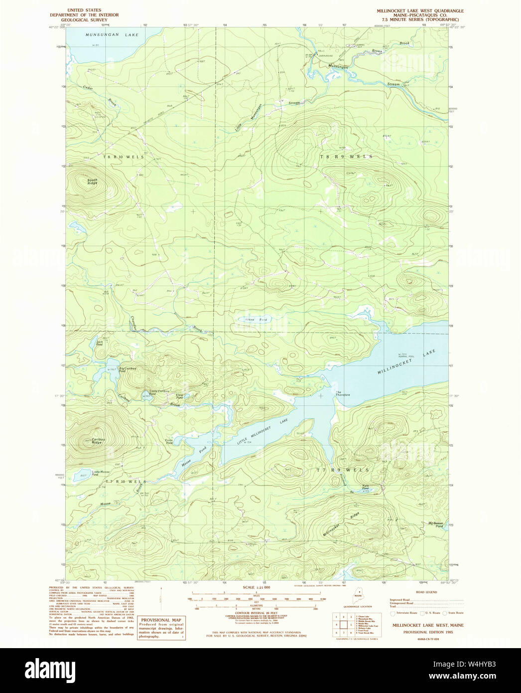 Maine USGS Historical Map Millinocket Lake West 102751 1985 24000 ...