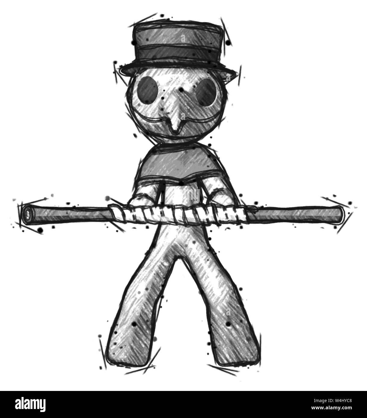 Sketch plague doctor man bo staff kung fu defense pose Stock Photo - Alamy