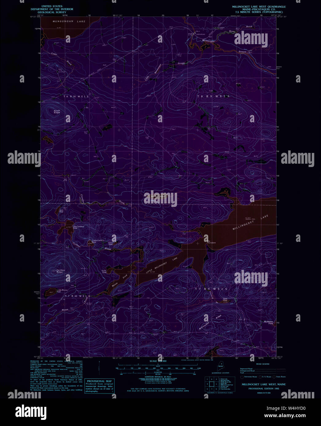 Maine USGS Historical Map Millinocket Lake West 102751 1985 24000 ...
