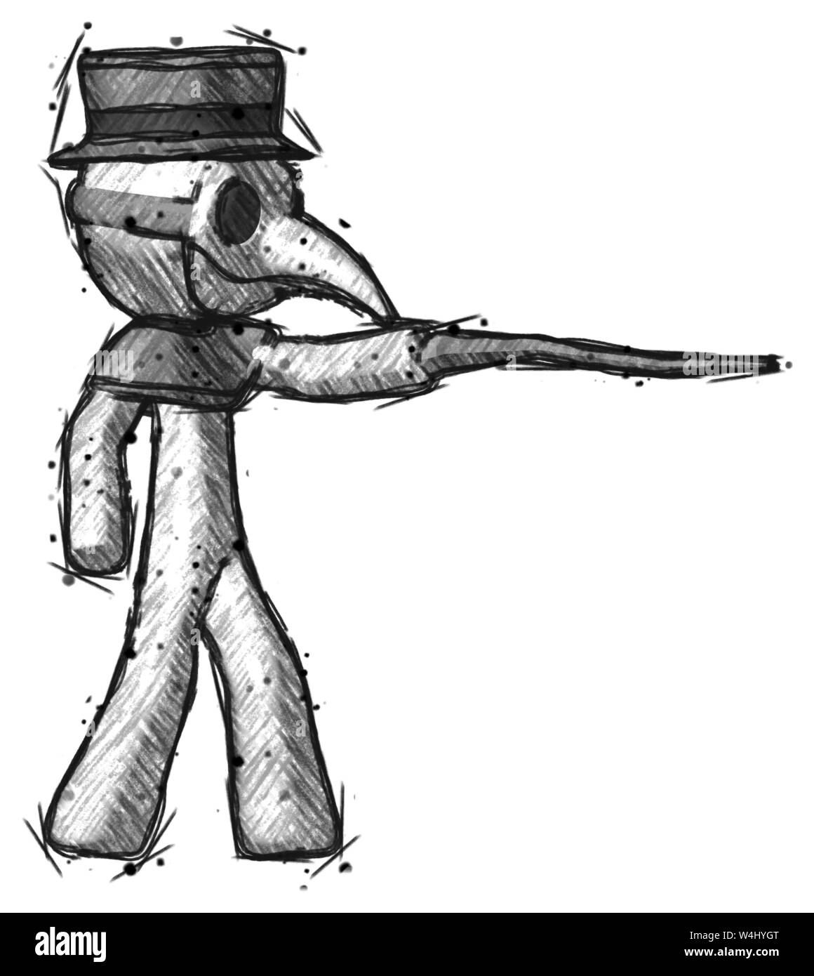 Sketch plague doctor man pointing with hiking stick Stock Photo - Alamy