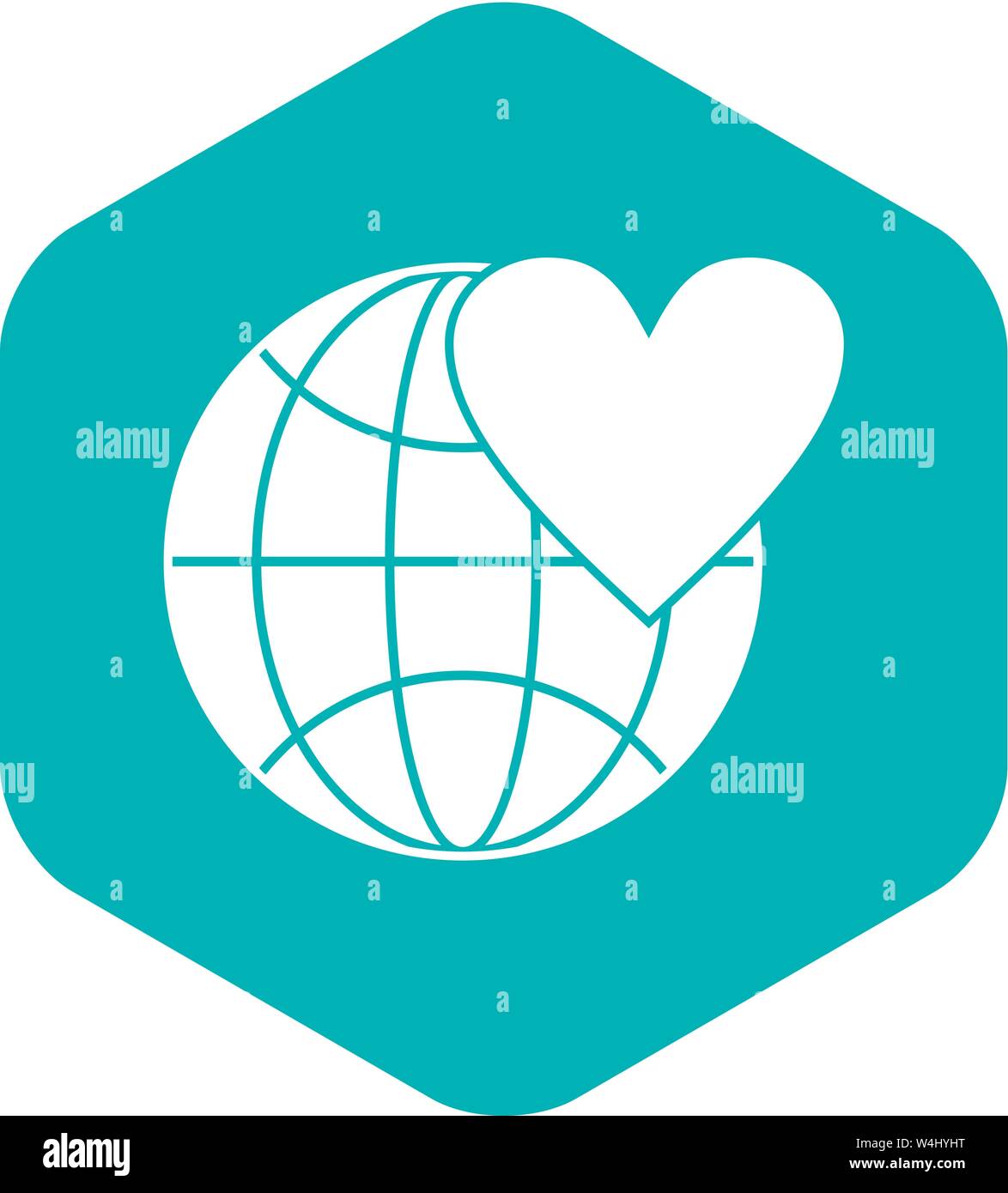Earth world globe with heart icon, simple style Stock Vector Image ...