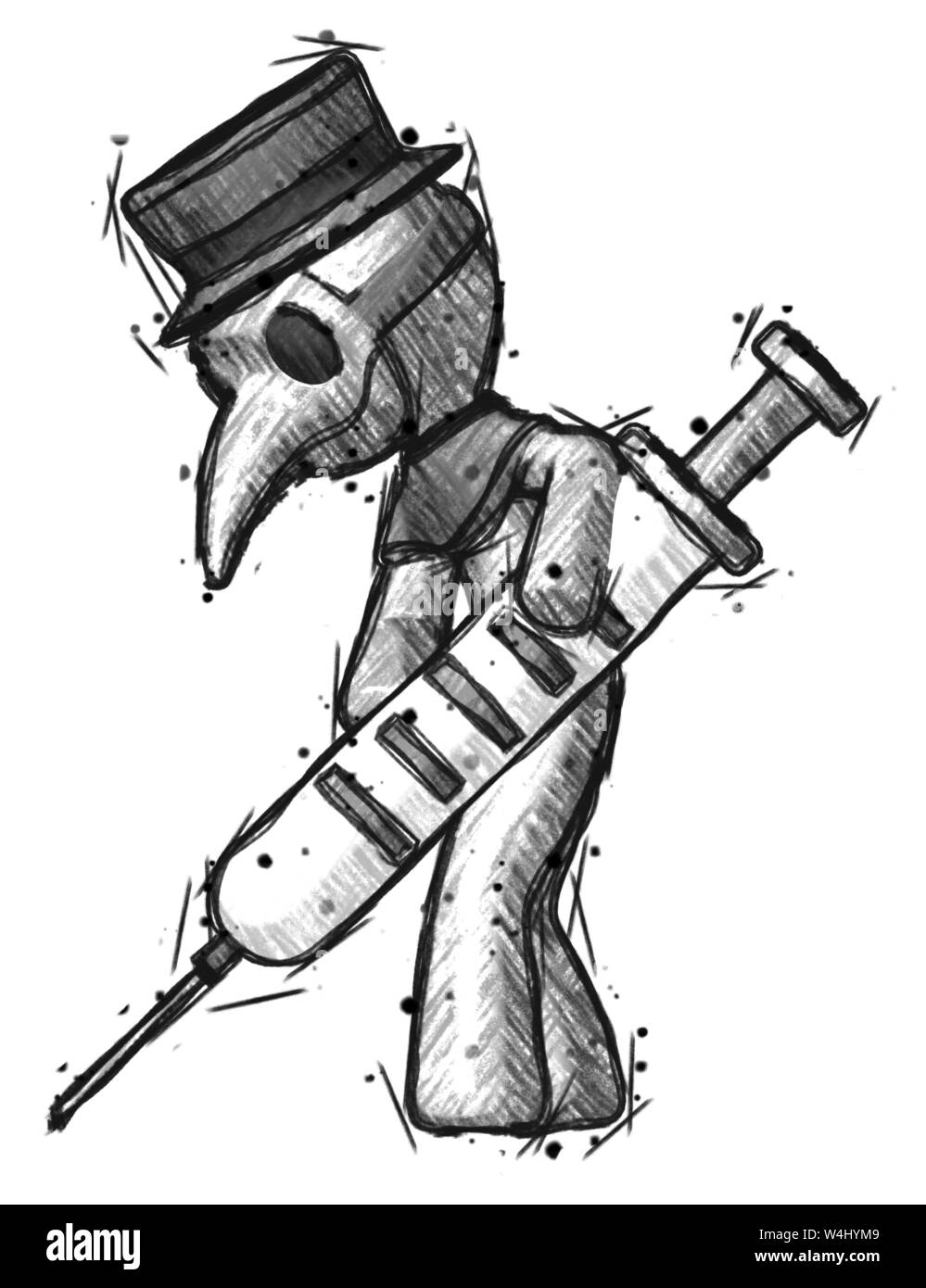 Sketch plague doctor man using syringe giving injection Stock Photo - Alamy