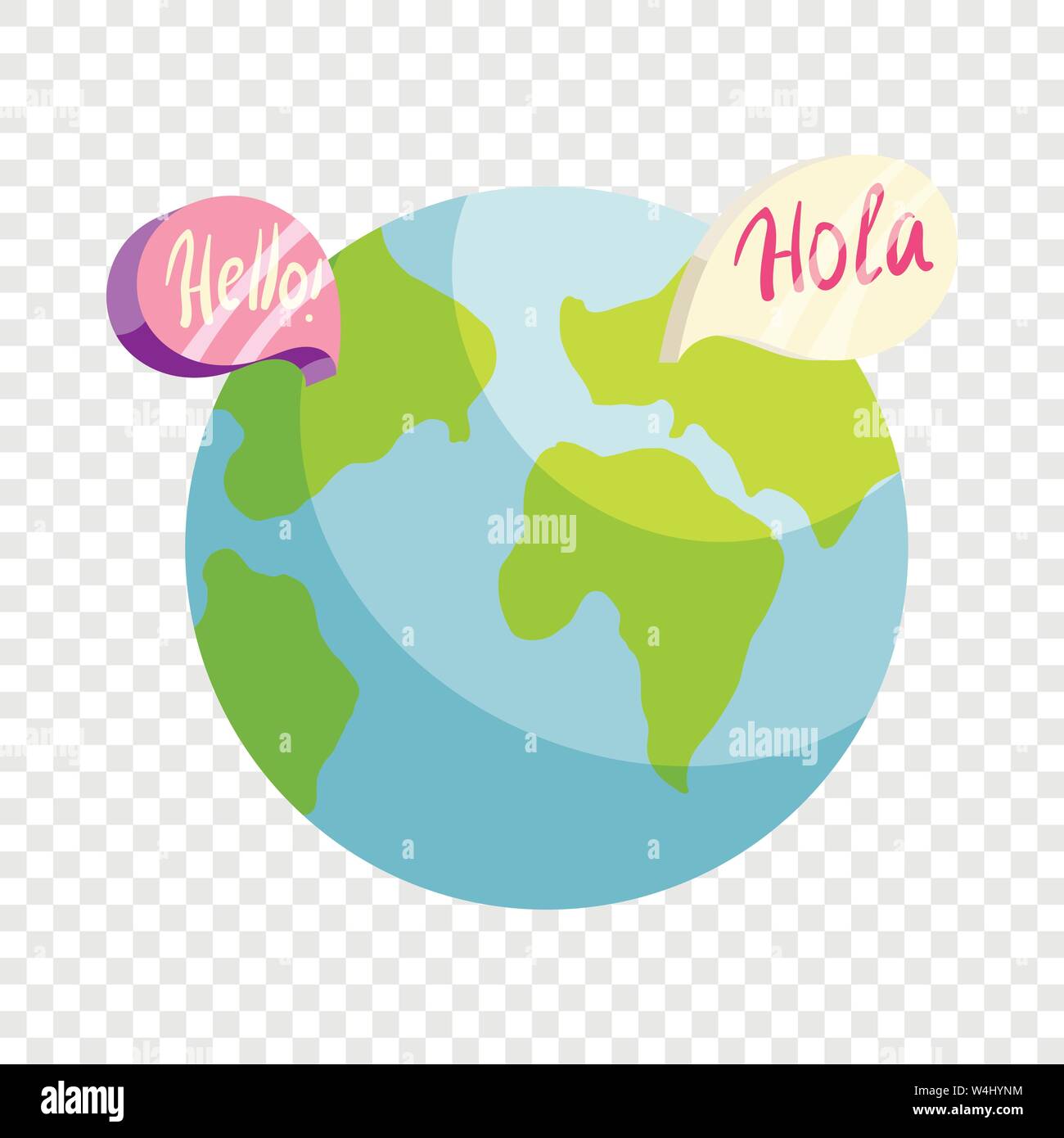 Globe with Hello and Hola worlds icon Stock Vector Image & Art - Alamy