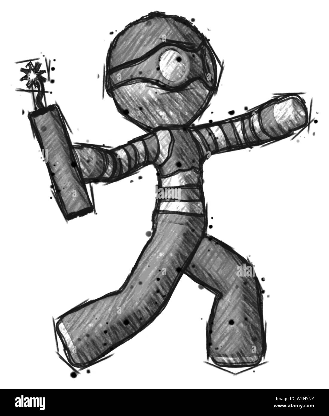 Sketch thief man throwing dynamite Stock Photo - Alamy