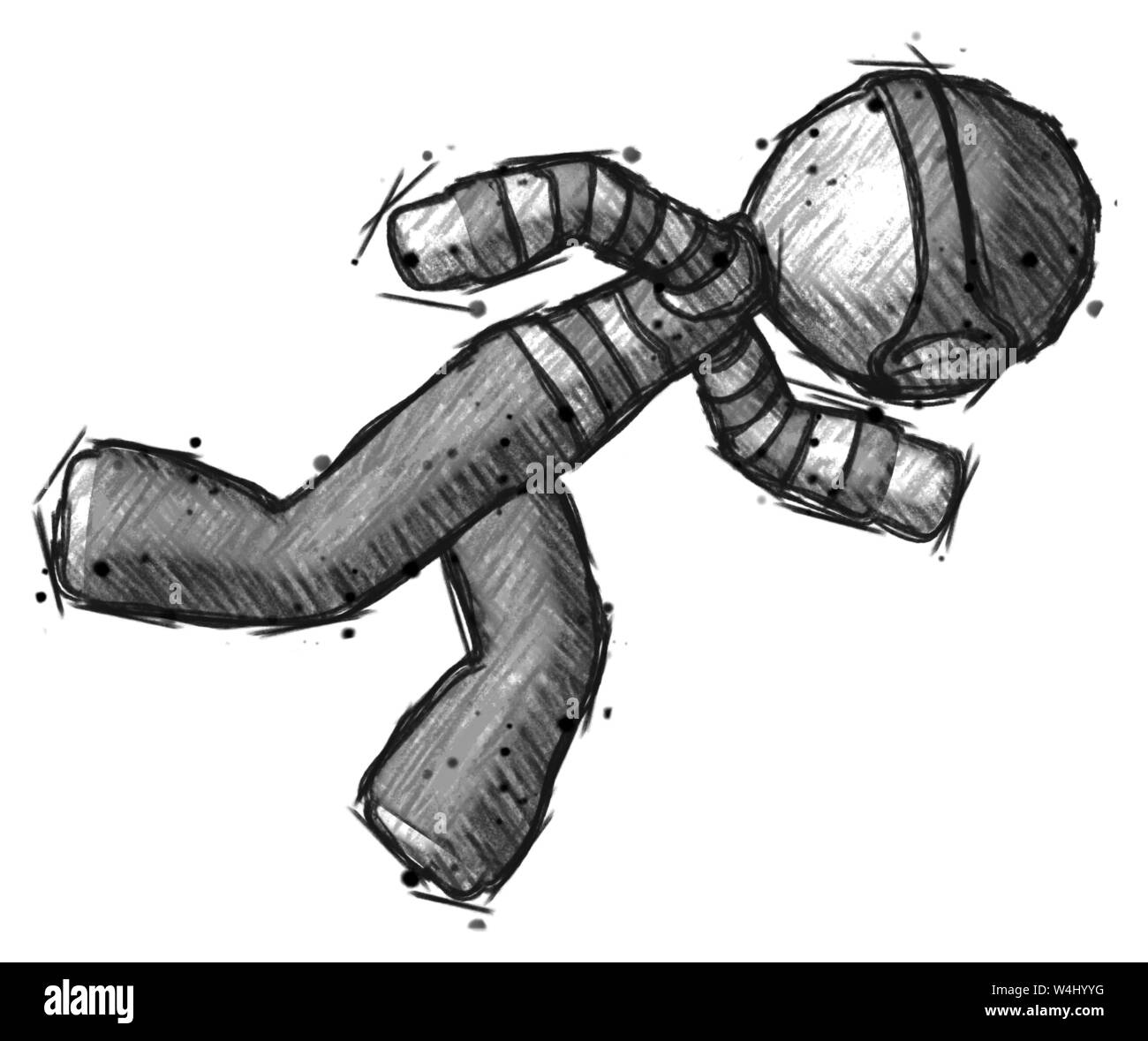 Sketch thief man running while falling down Stock Photo - Alamy