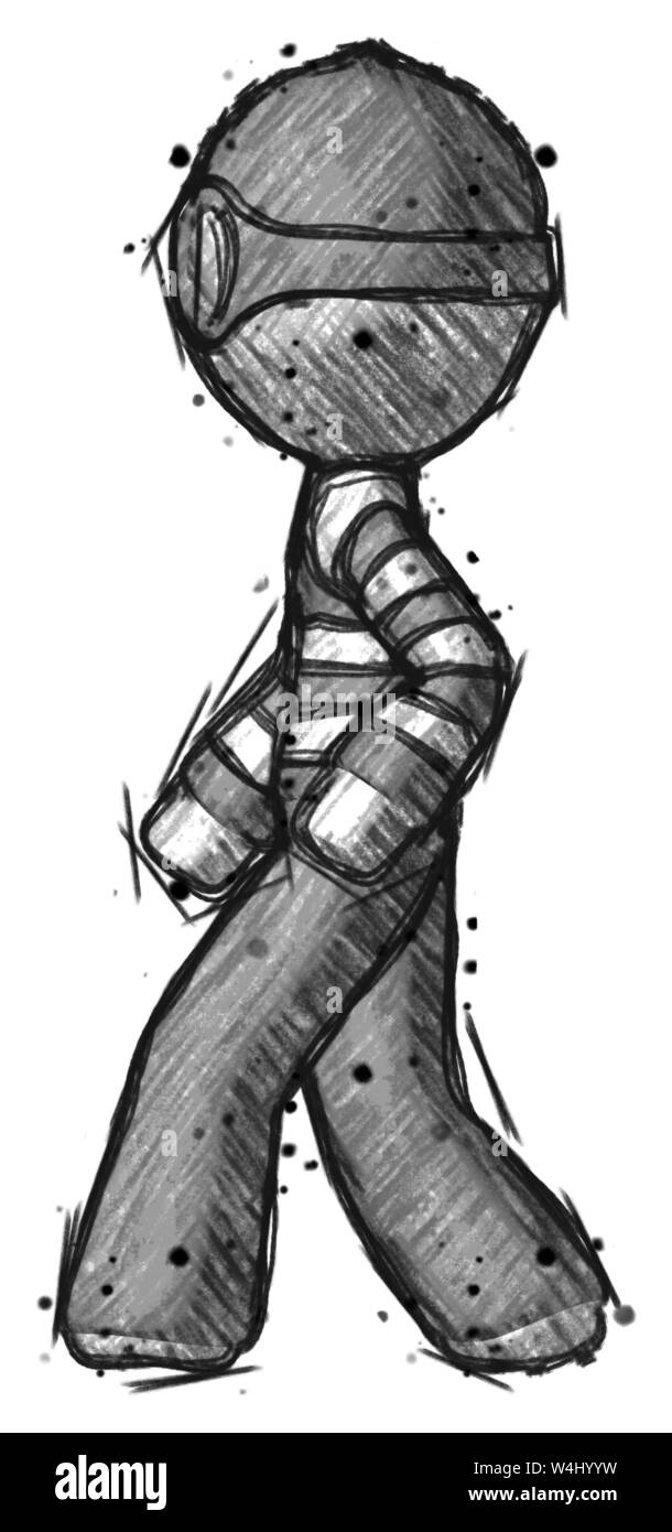 Sketch thief man walking left side view Stock Photo - Alamy