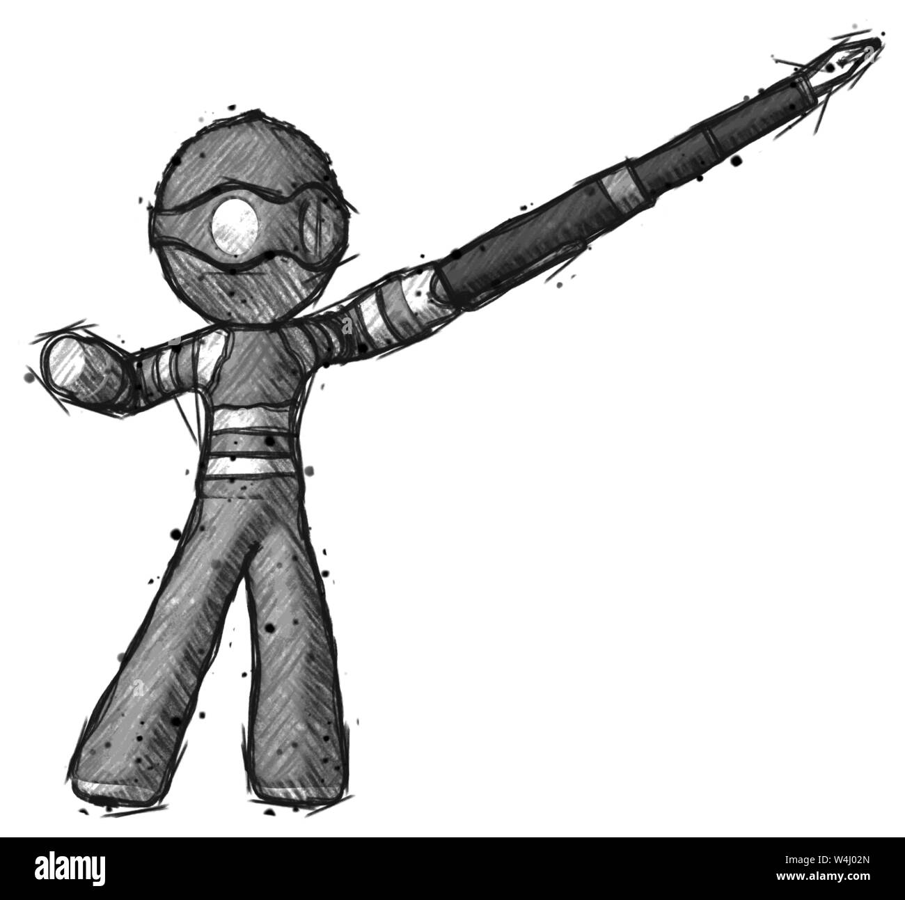 Sketch thief man pen is mightier than the sword calligraphy pose Stock ...