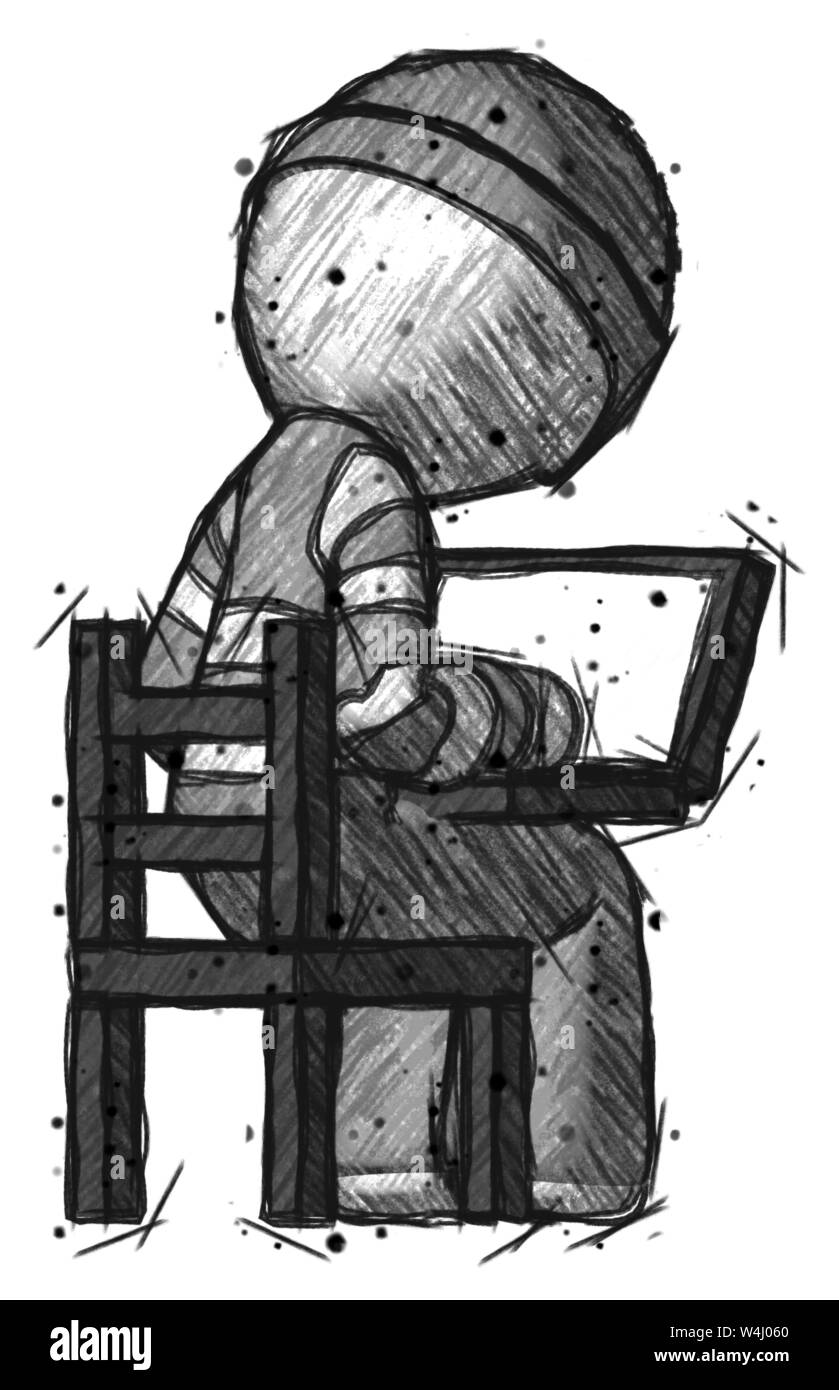 Person Sitting Back View Drawing