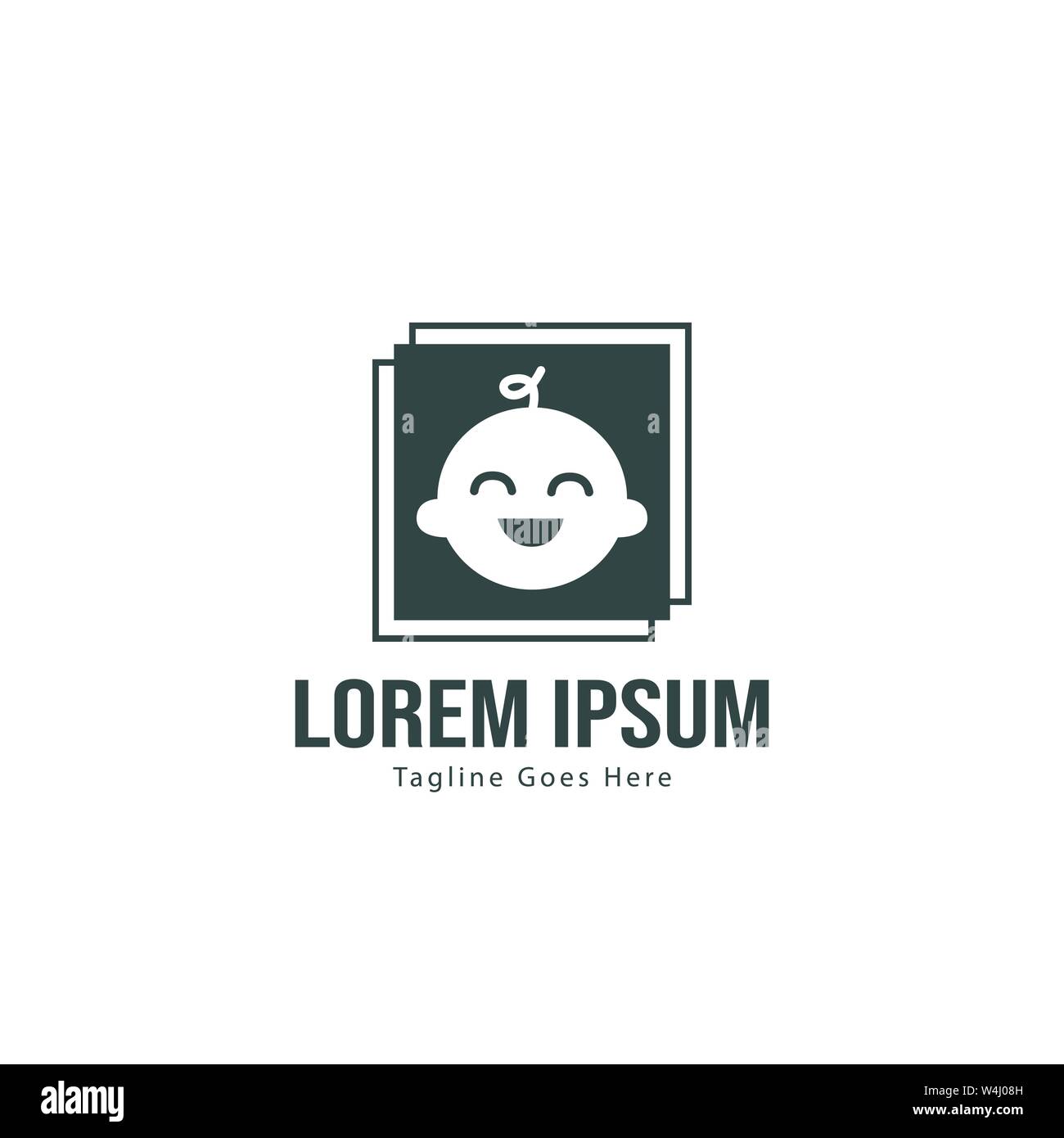 Baby logo template design. Minimalist baby logo with modern frame ...